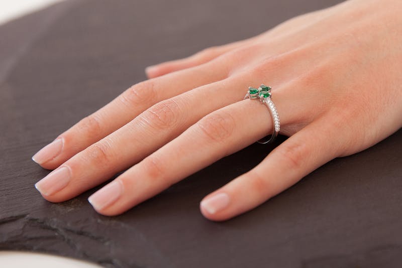 Silver Green CZ set Shamrock Ring, Made in Ireland | My Irish Jeweler