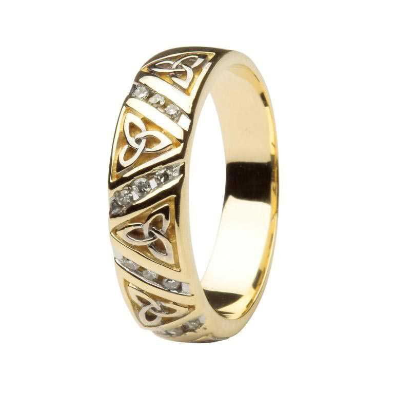 14K Gold Diamond Set Trinity Knot Wedding Band,… | My Irish Jeweler