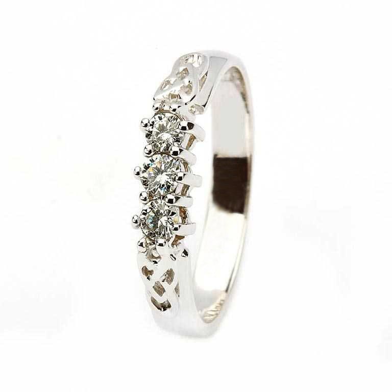 14K Gold Trinity Knot Engagement Ring Set with 3… | My Irish Jeweler