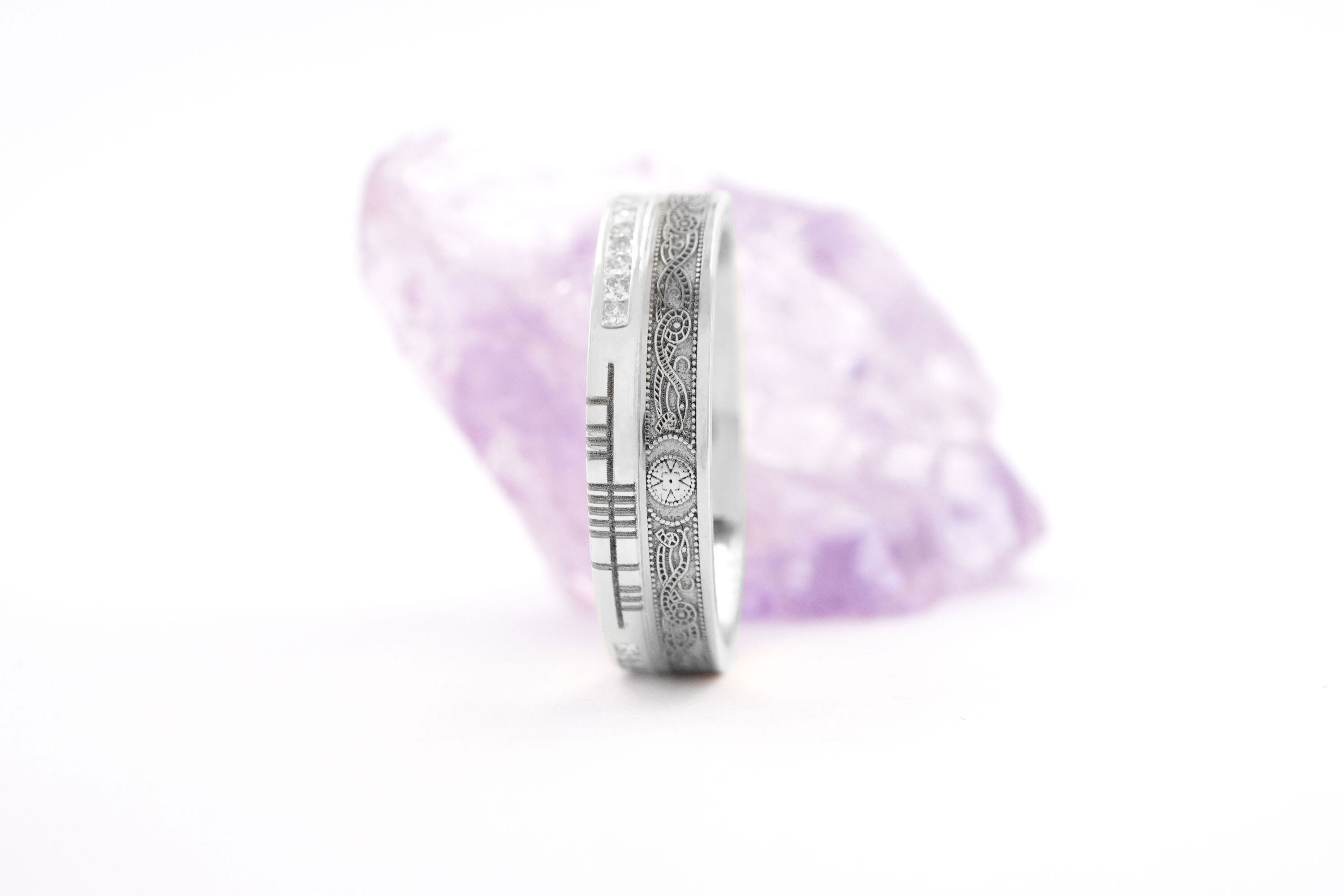 Personalized Diamond Celtic Warrior Ogham Ring,… | My Irish Jeweler