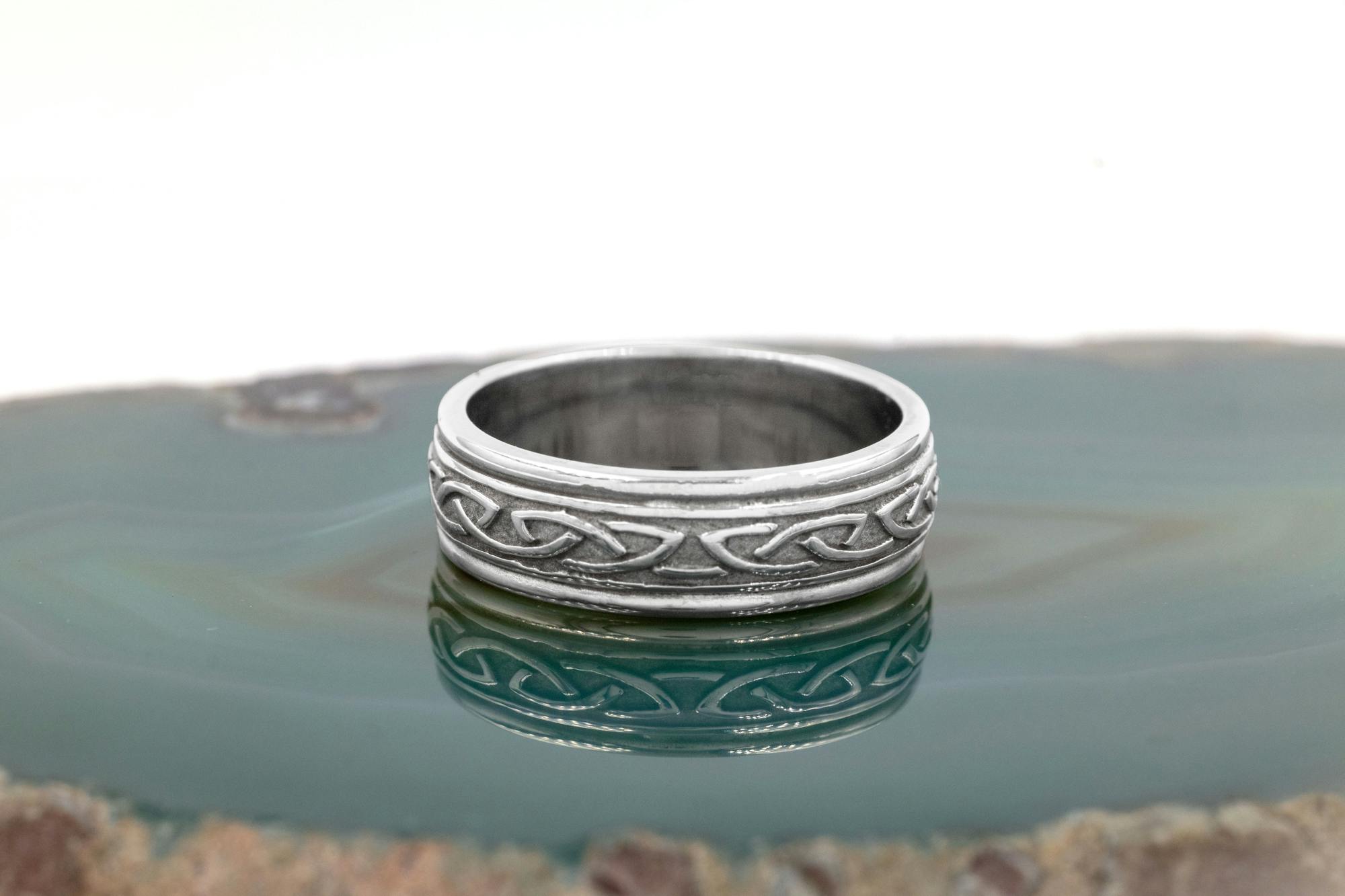 Embossed Celtic Knot Ring With Trims, From Ireland | My Irish Jeweler