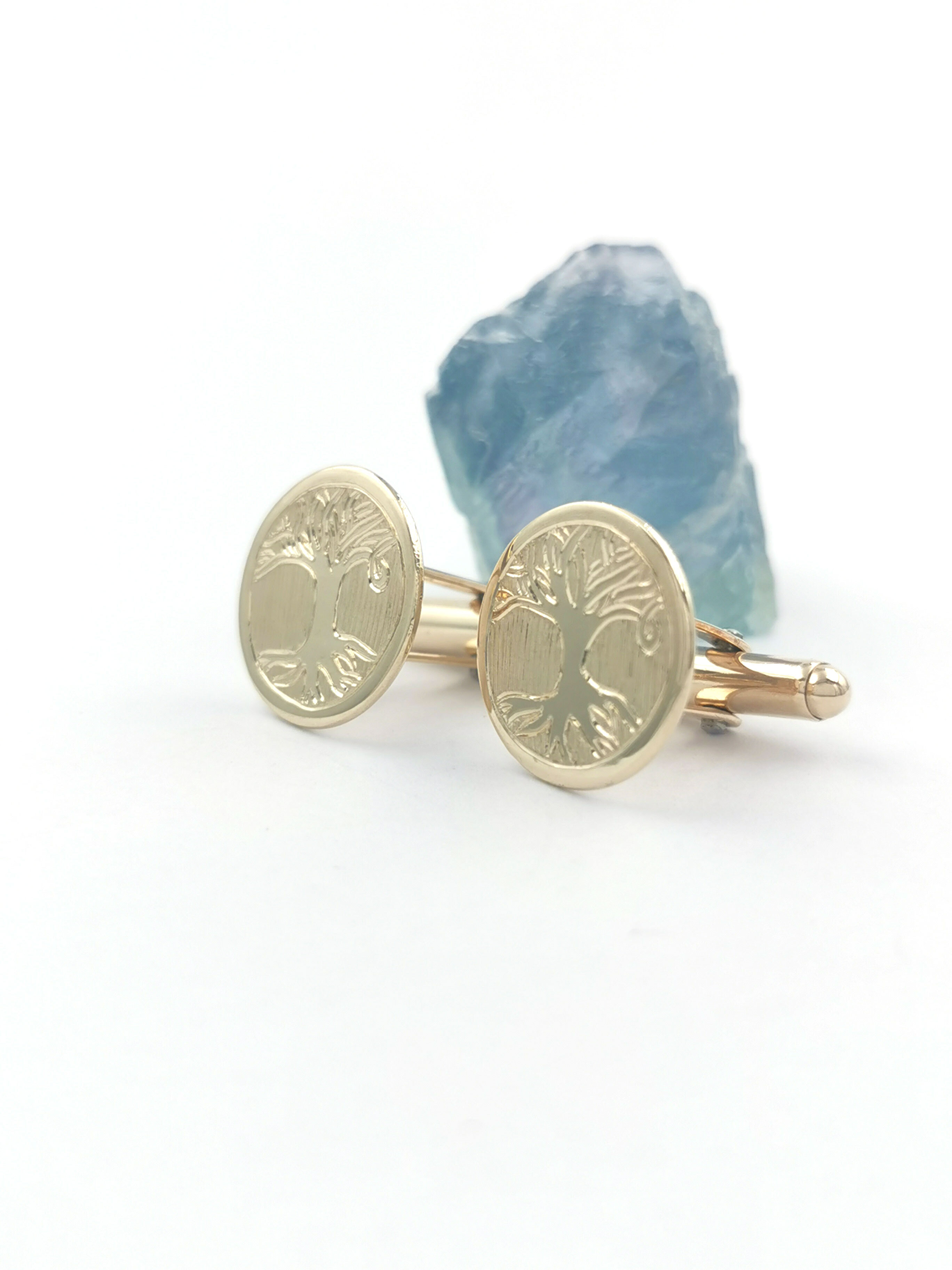 9K Gold Hand-Engraved Tree Of Life Cufflinks, From… | My Irish Jeweler