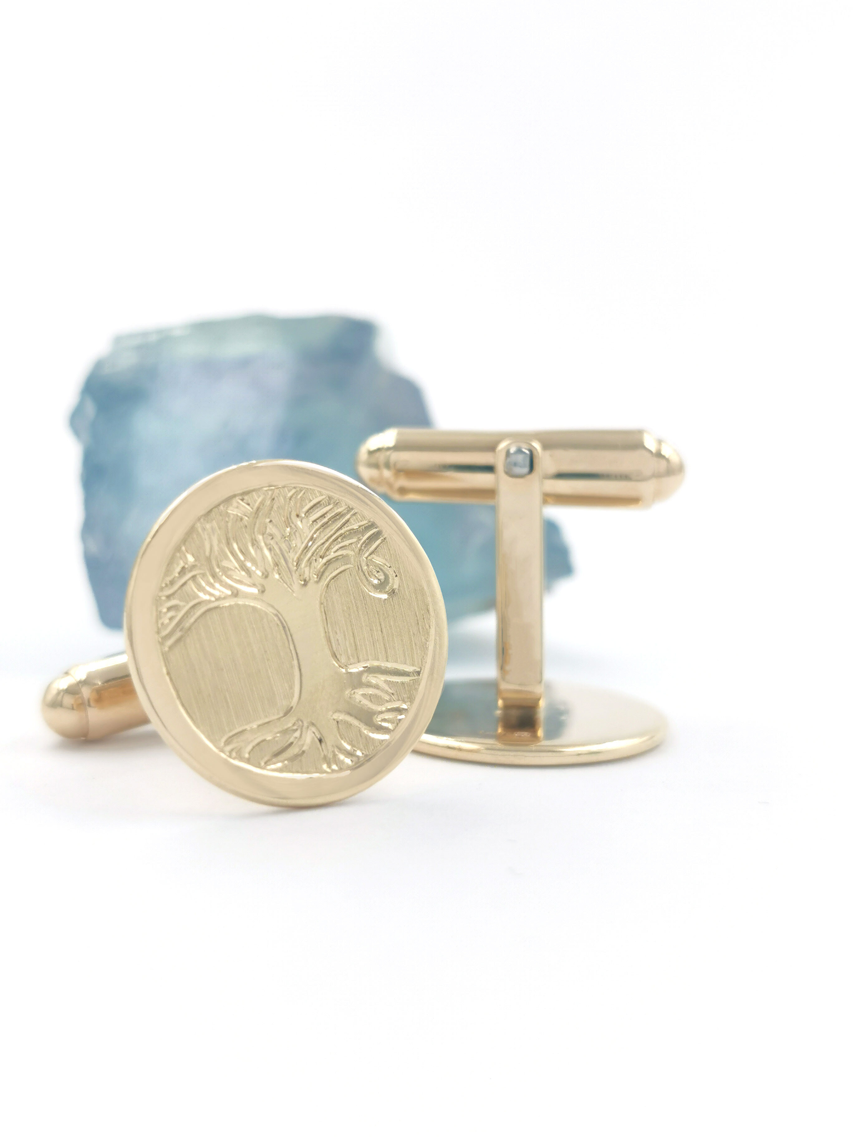 9K Gold Hand-Engraved Tree Of Life Cufflinks, From… | My Irish Jeweler