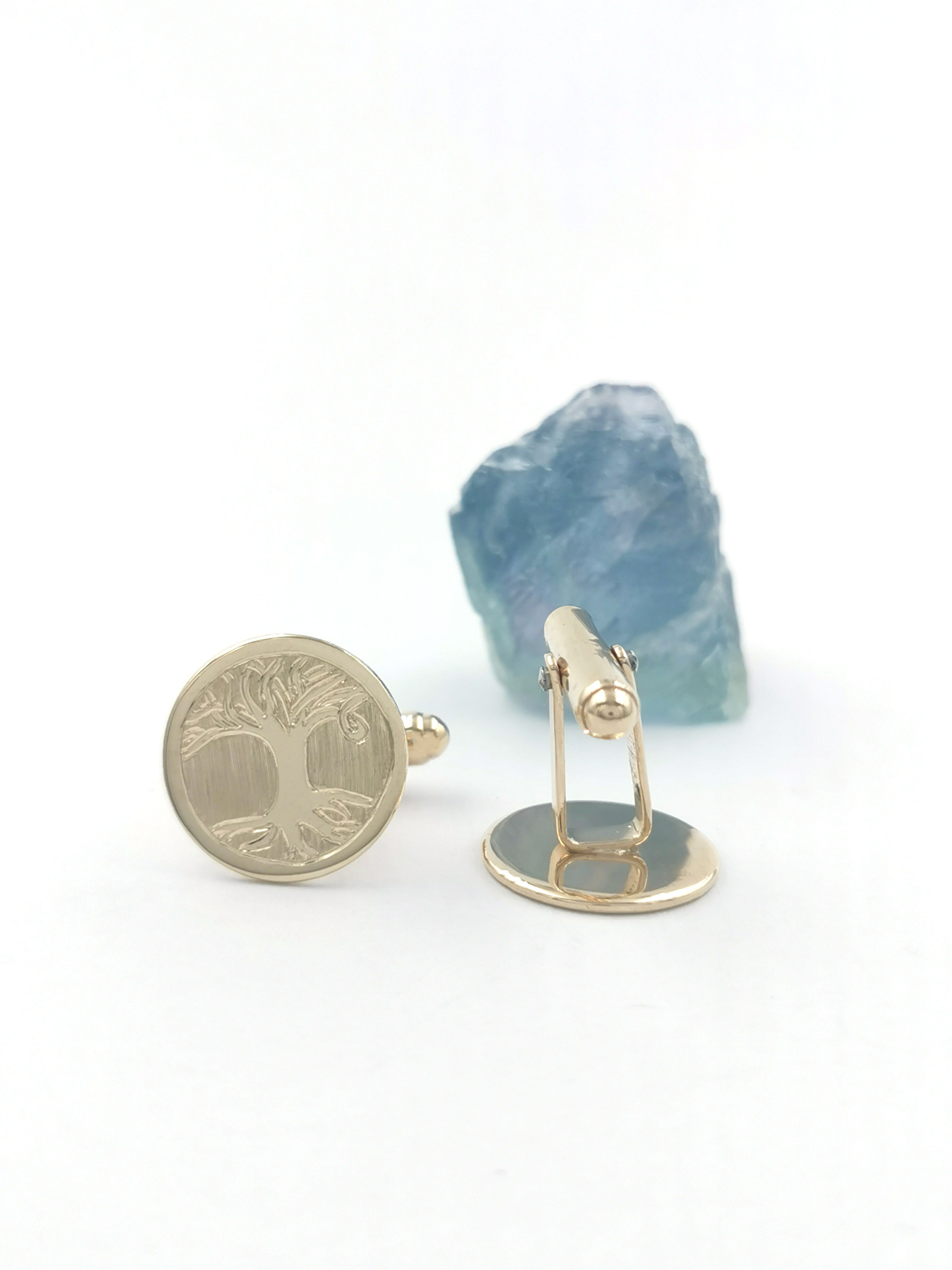 9K Gold Hand-Engraved Tree Of Life Cufflinks, From… | My Irish Jeweler