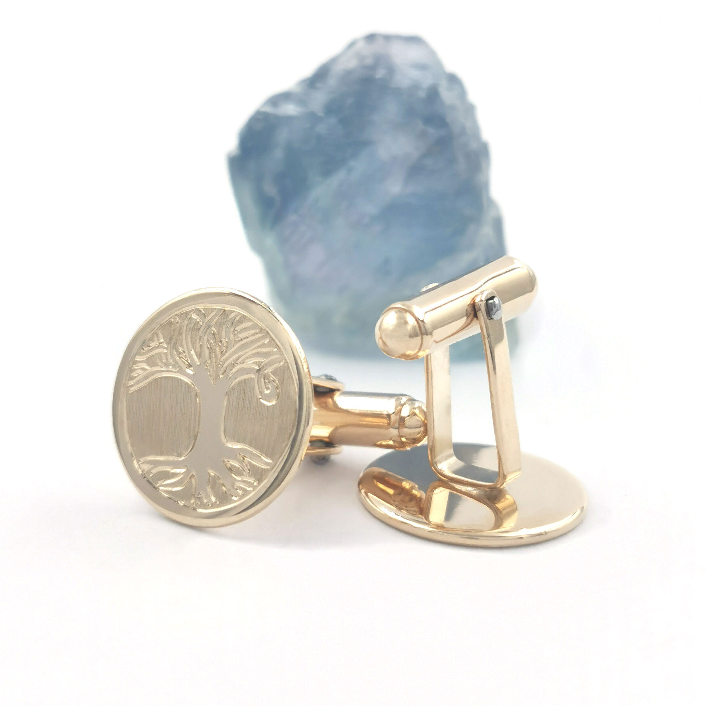 9K Gold Hand-Engraved Tree Of Life Cufflinks, From… | My Irish Jeweler