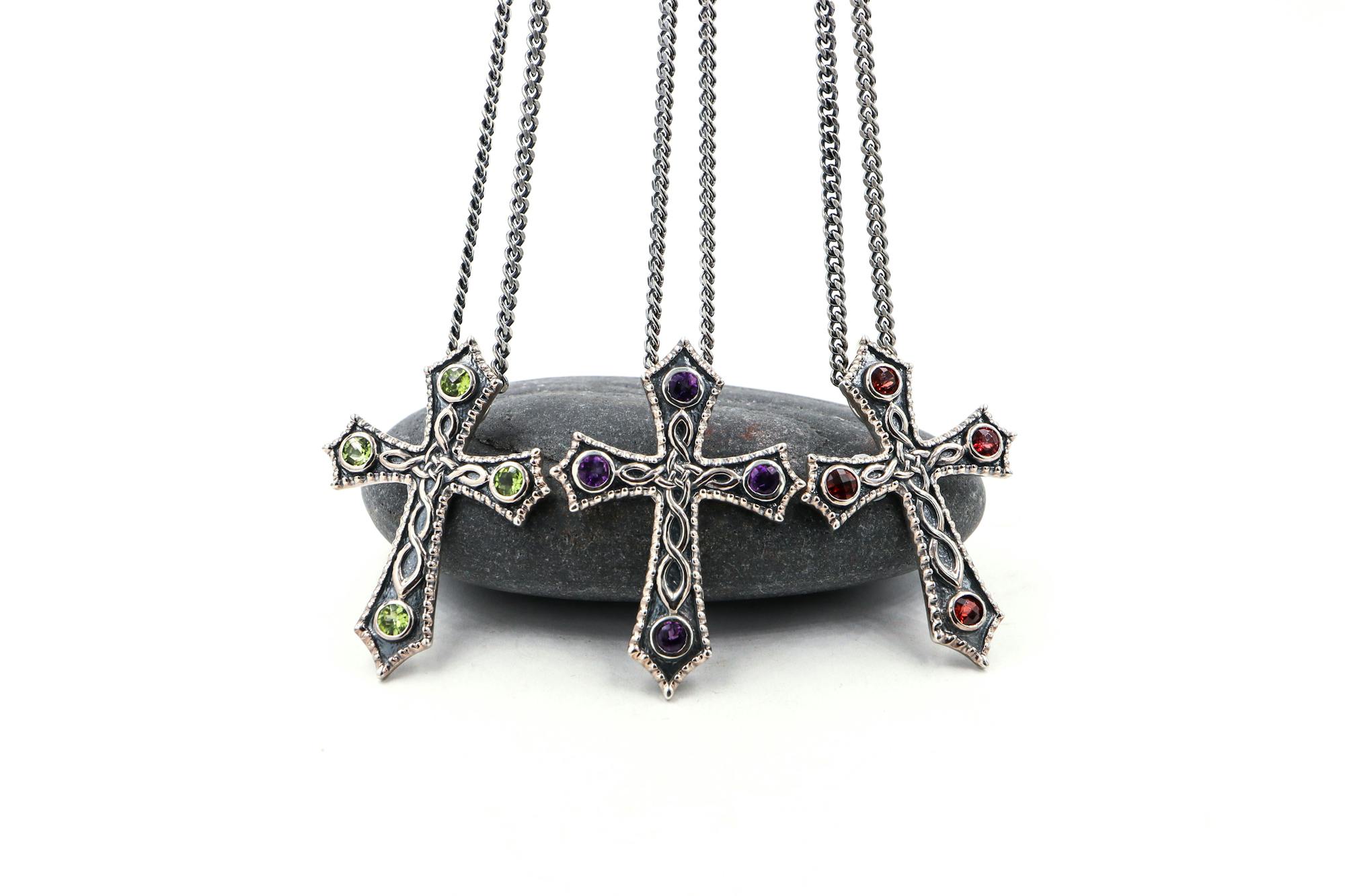 Stone set sterling silver Gothic Cross inspired by… | My Irish Jeweler