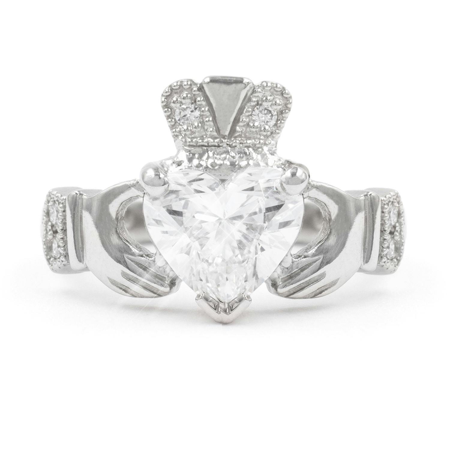 2ct Diamond Claddagh Ring, From Ireland | My Irish Jeweler