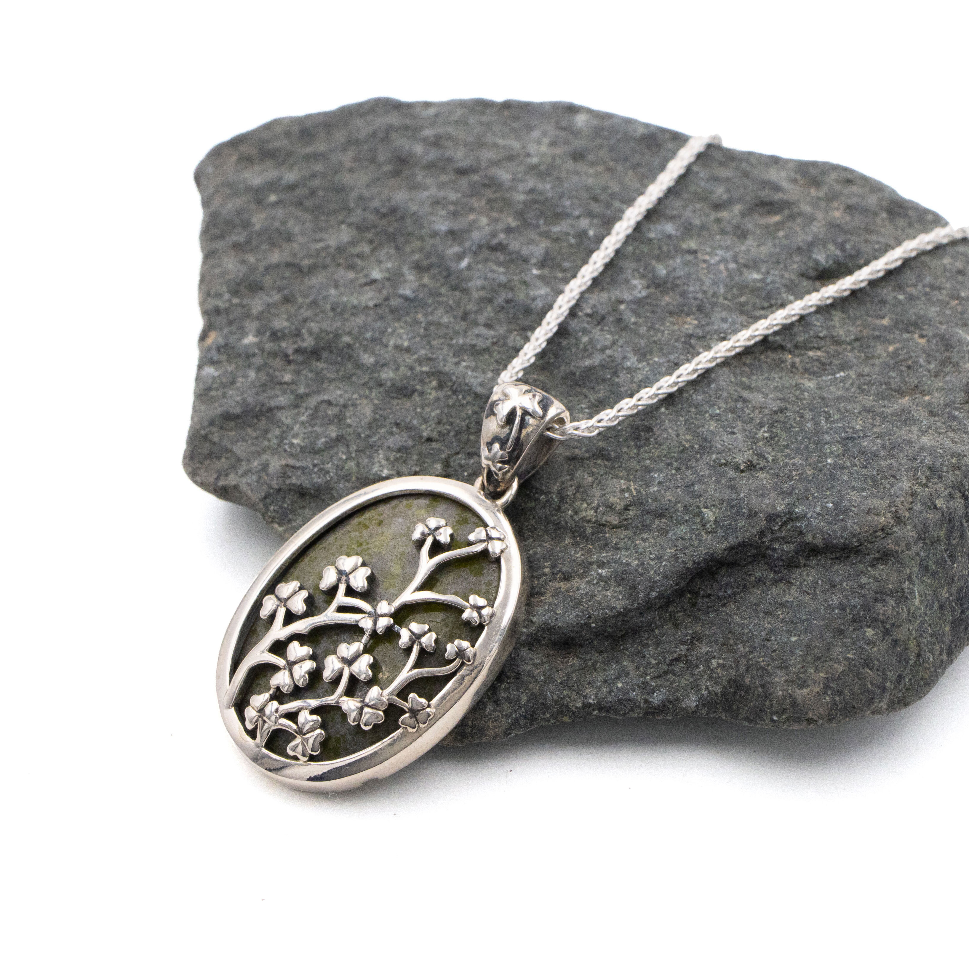 Oval Shamrock Connemara Marble Necklace, From… | My Irish Jeweler