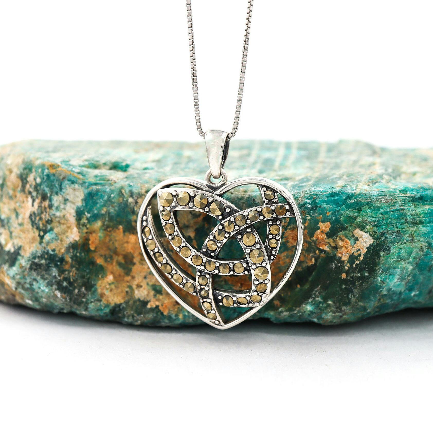 Celtic Heart Marcasite Necklace, From Ireland | My Irish Jeweler