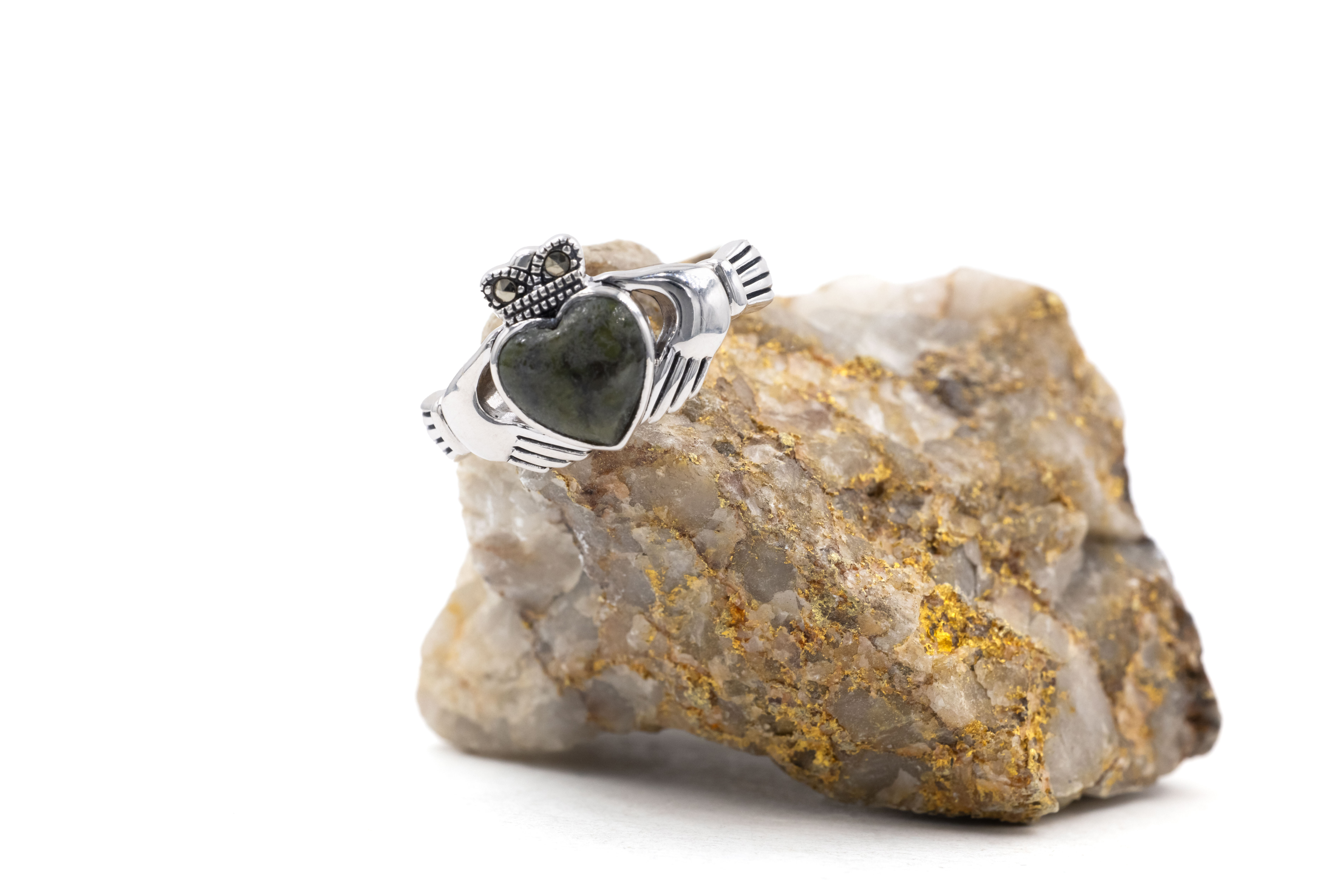 Claddagh Ring with Connemara Marble Heart, From… | My Irish Jeweler