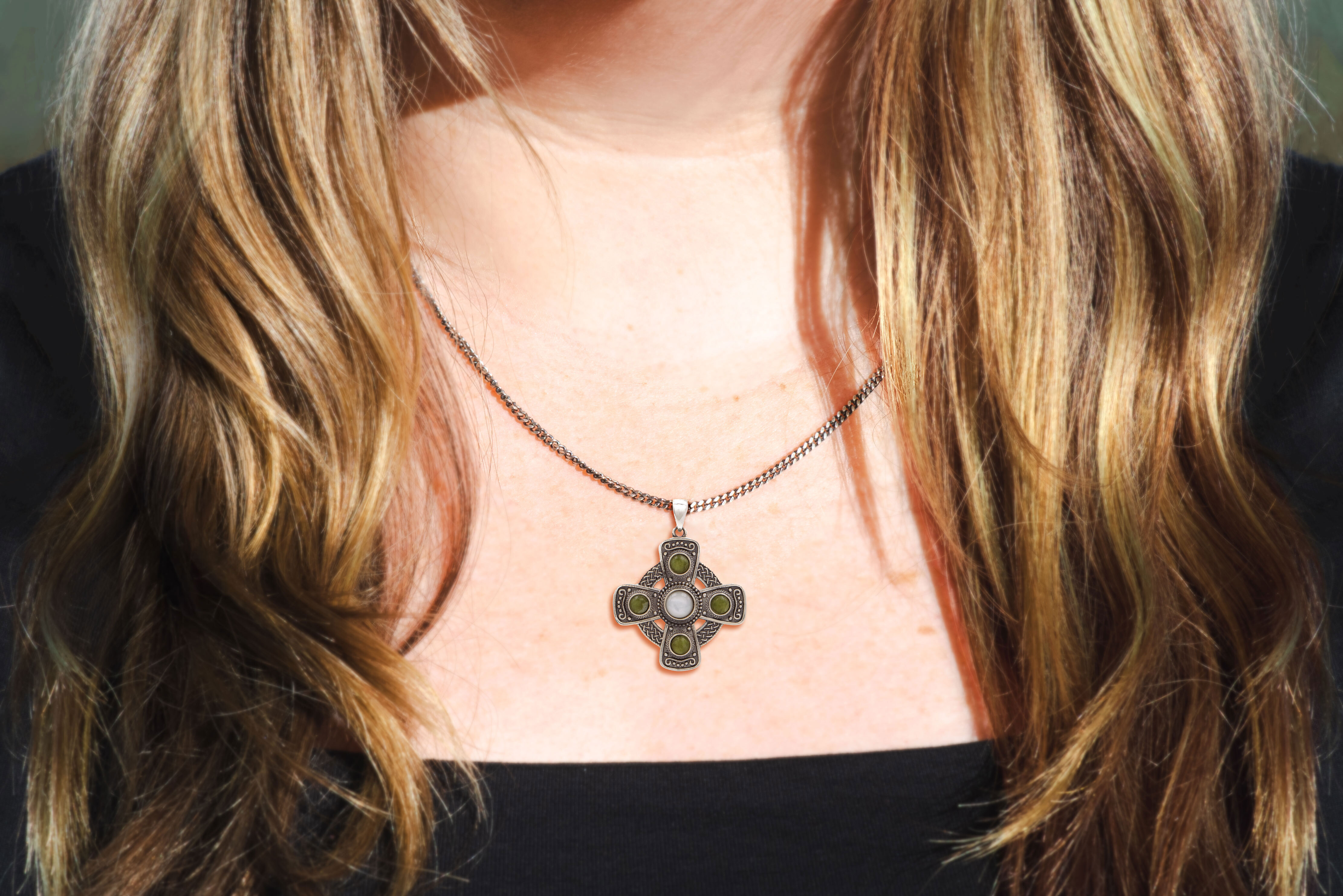 Connemara Marble Celtic Wheel Cross Necklace, From… | My Irish Jeweler