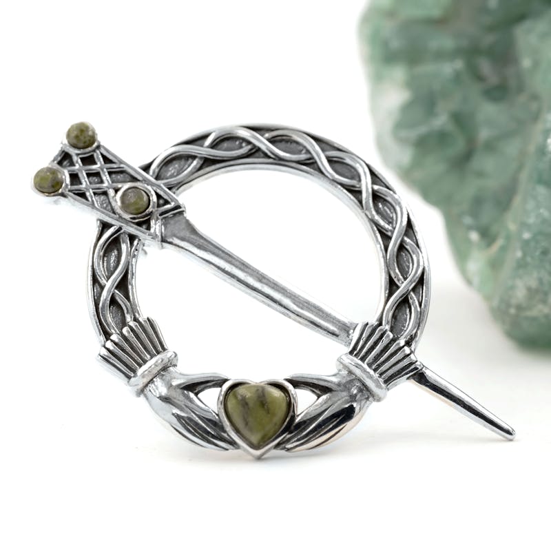 Connemara Marble Claddagh Brooch, From Ireland | My Irish Jeweler