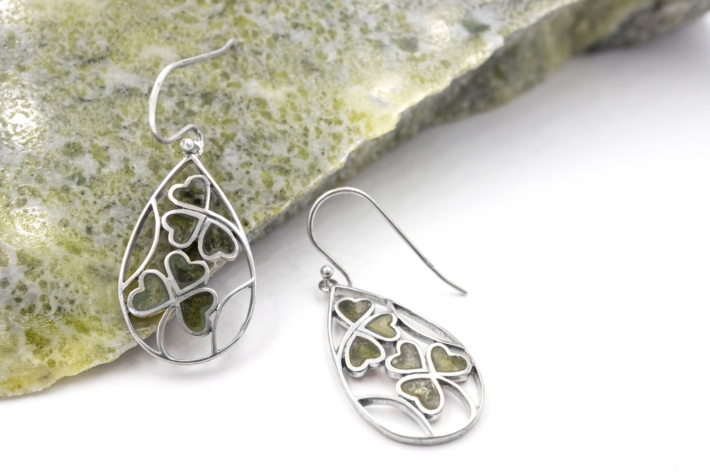 Connemara Marble Shamrock Interlace Earrings, From… | My Irish Jeweler