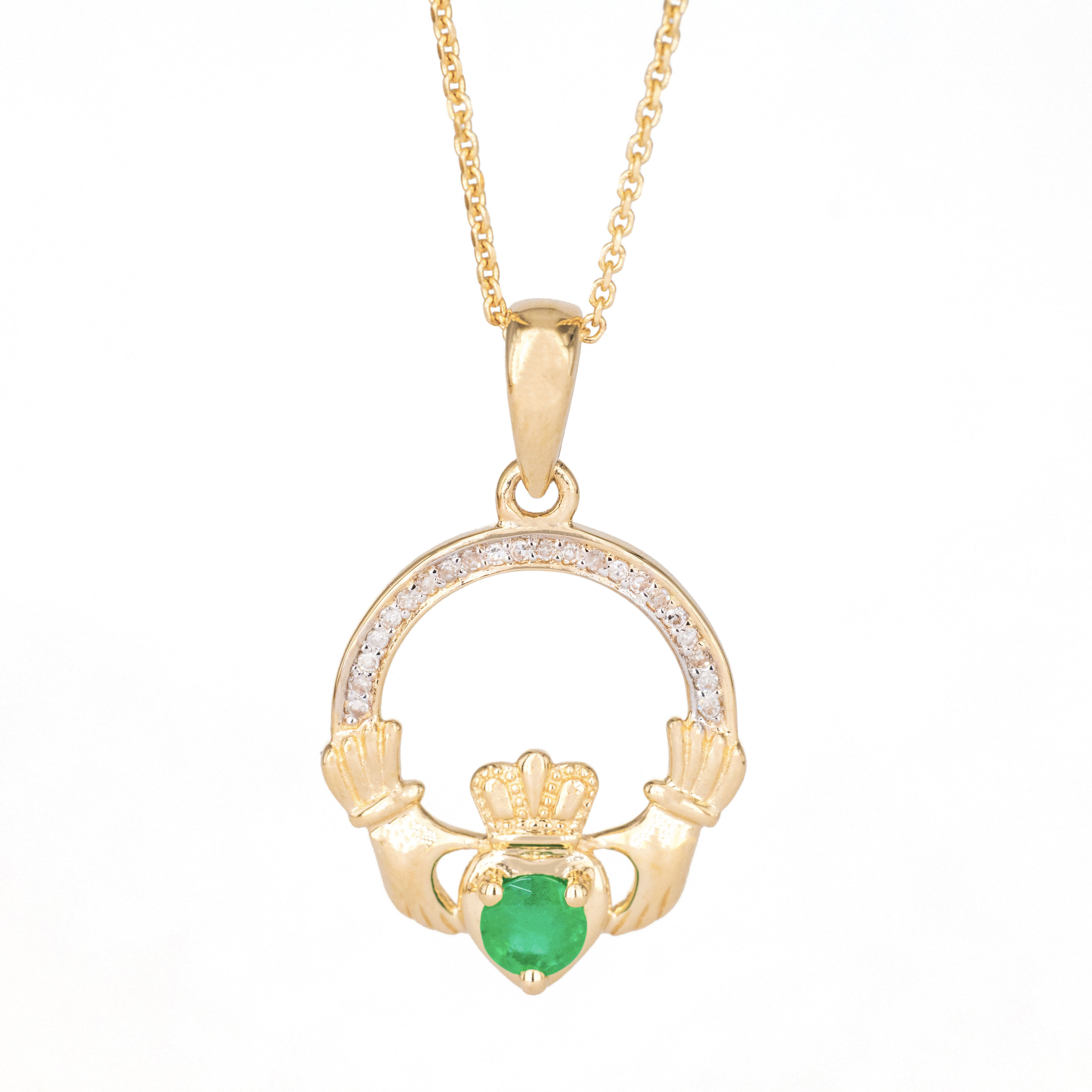 Emerald Claddagh Necklace, From Ireland | My Irish Jeweler