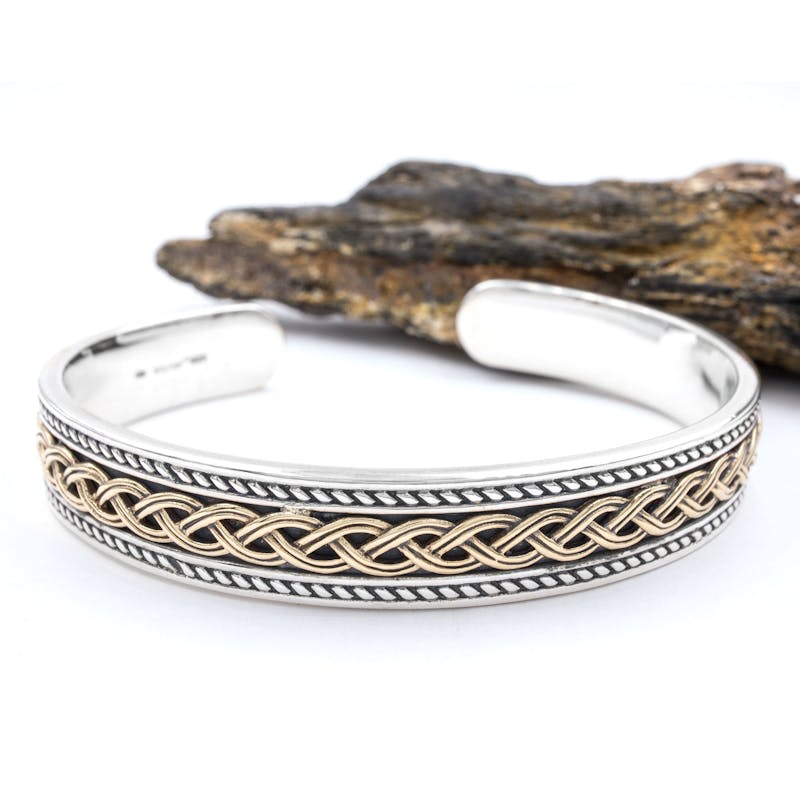 Two tone Celtic Braid Cuff Bangle, From Ireland | My Irish Jeweler