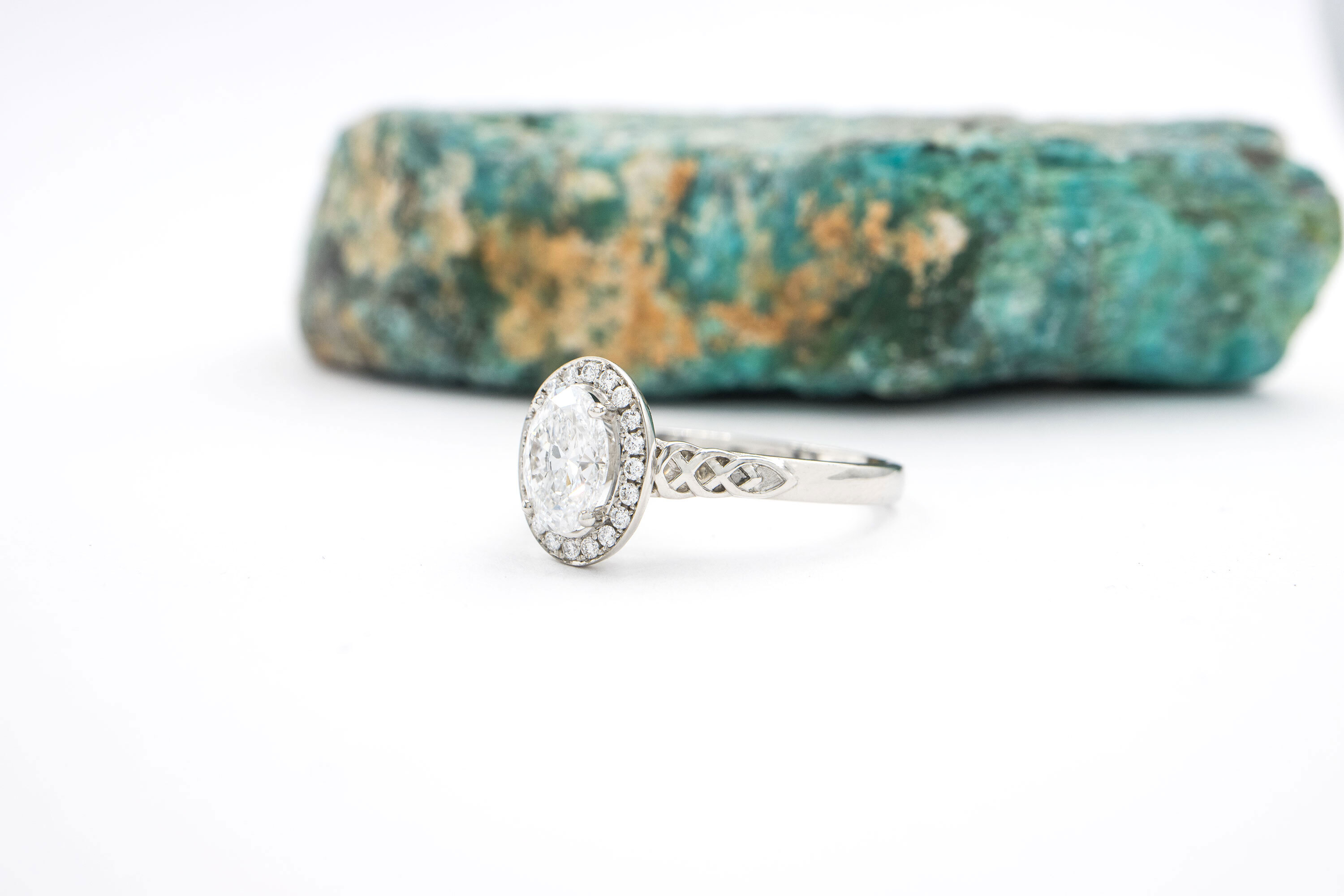 Oval Halo Celtic Knot Ring, From Ireland | My Irish Jeweler