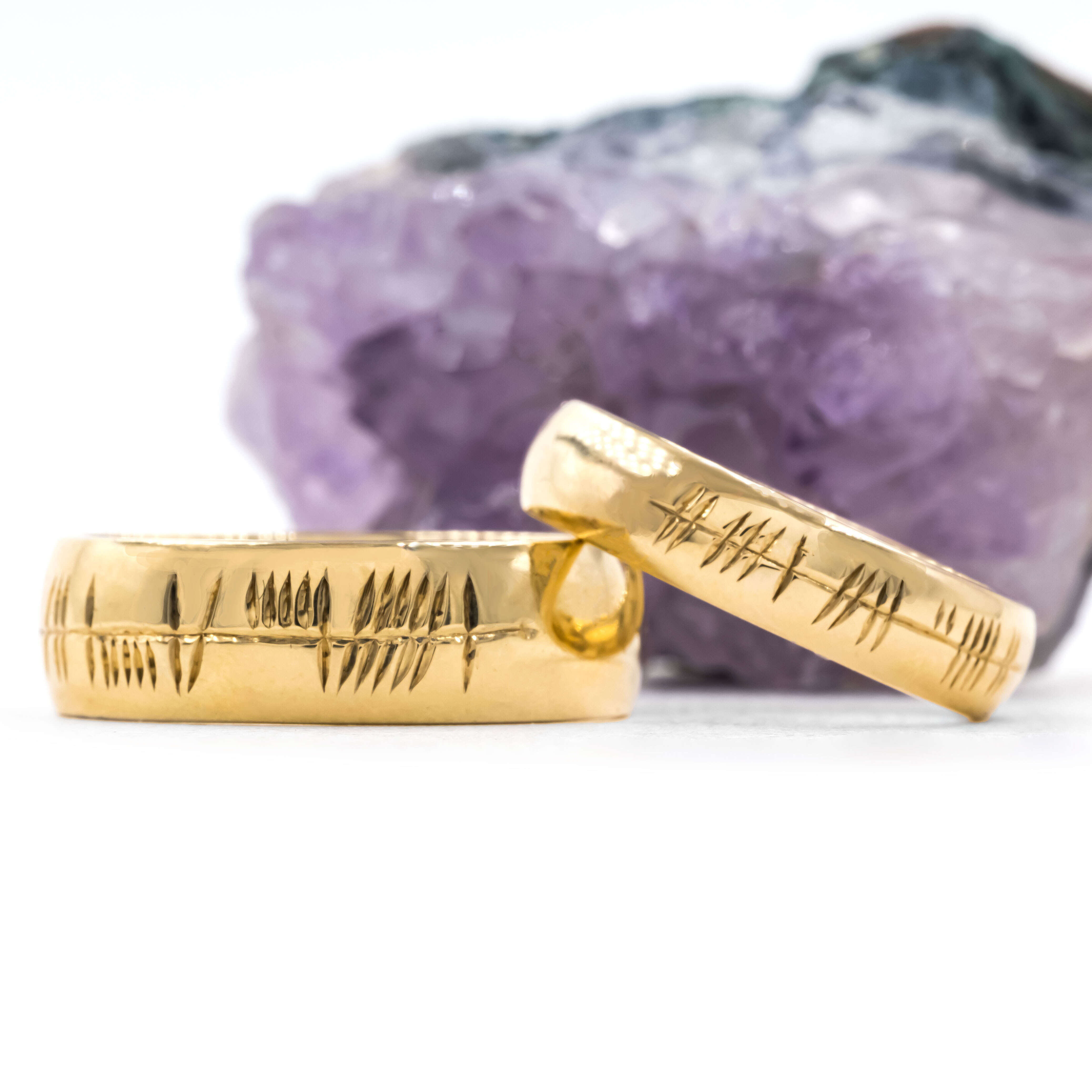 Personalized Ogham Couples Ring Set, From Ireland | My Irish Jeweler