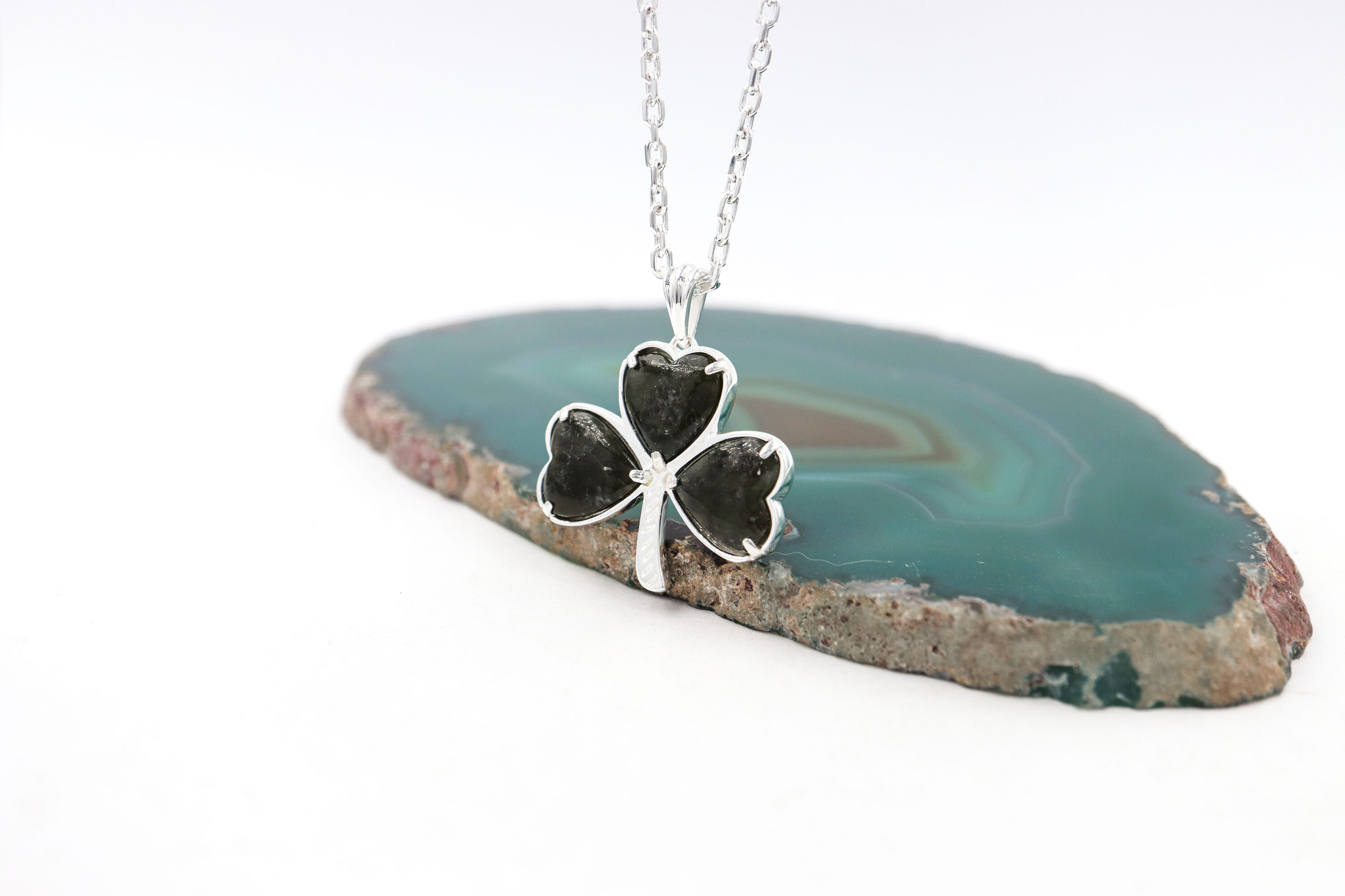 Reversible Shamrock Connemara Marble Necklace,… | My Irish Jeweler