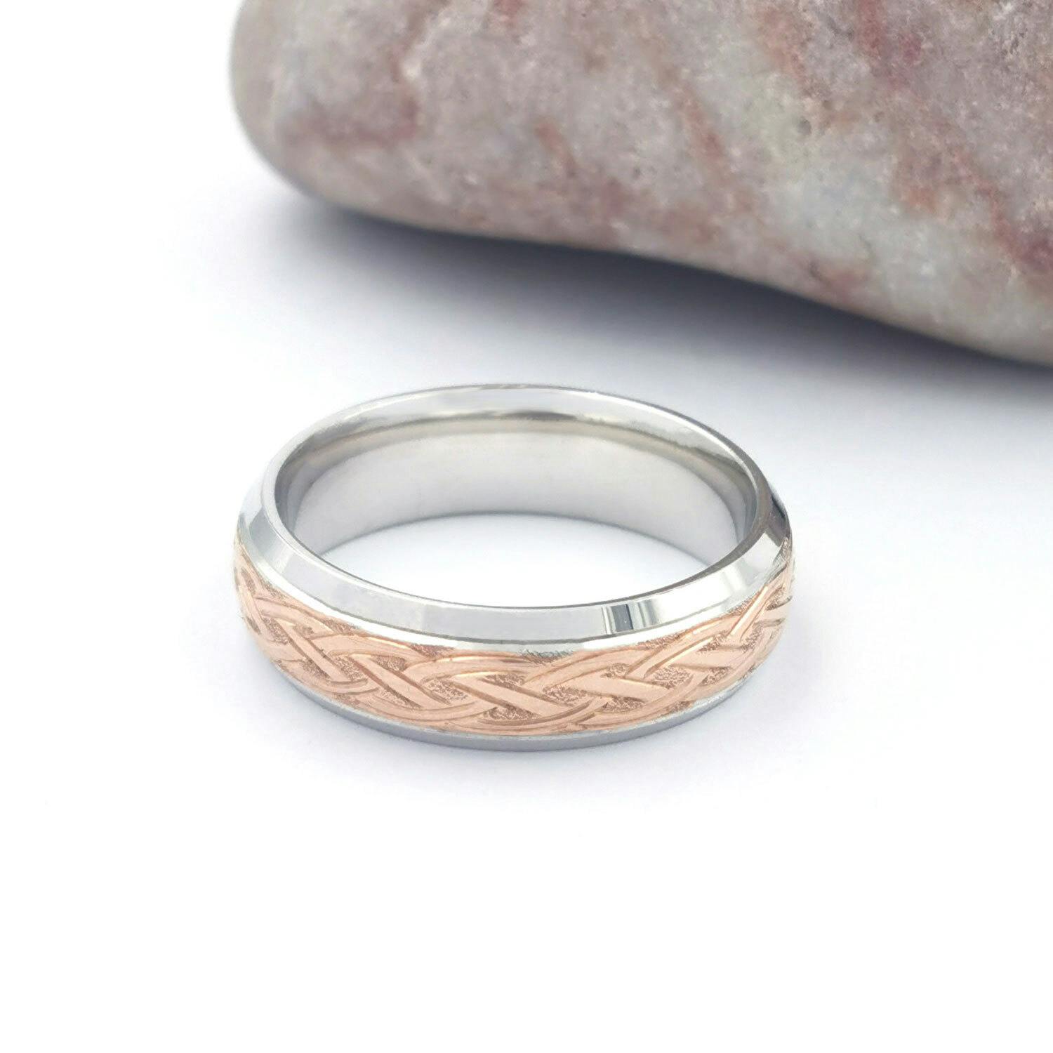 Platinum and 18K Rose Gold Celtic Knot Engraved… | My Irish Jeweler