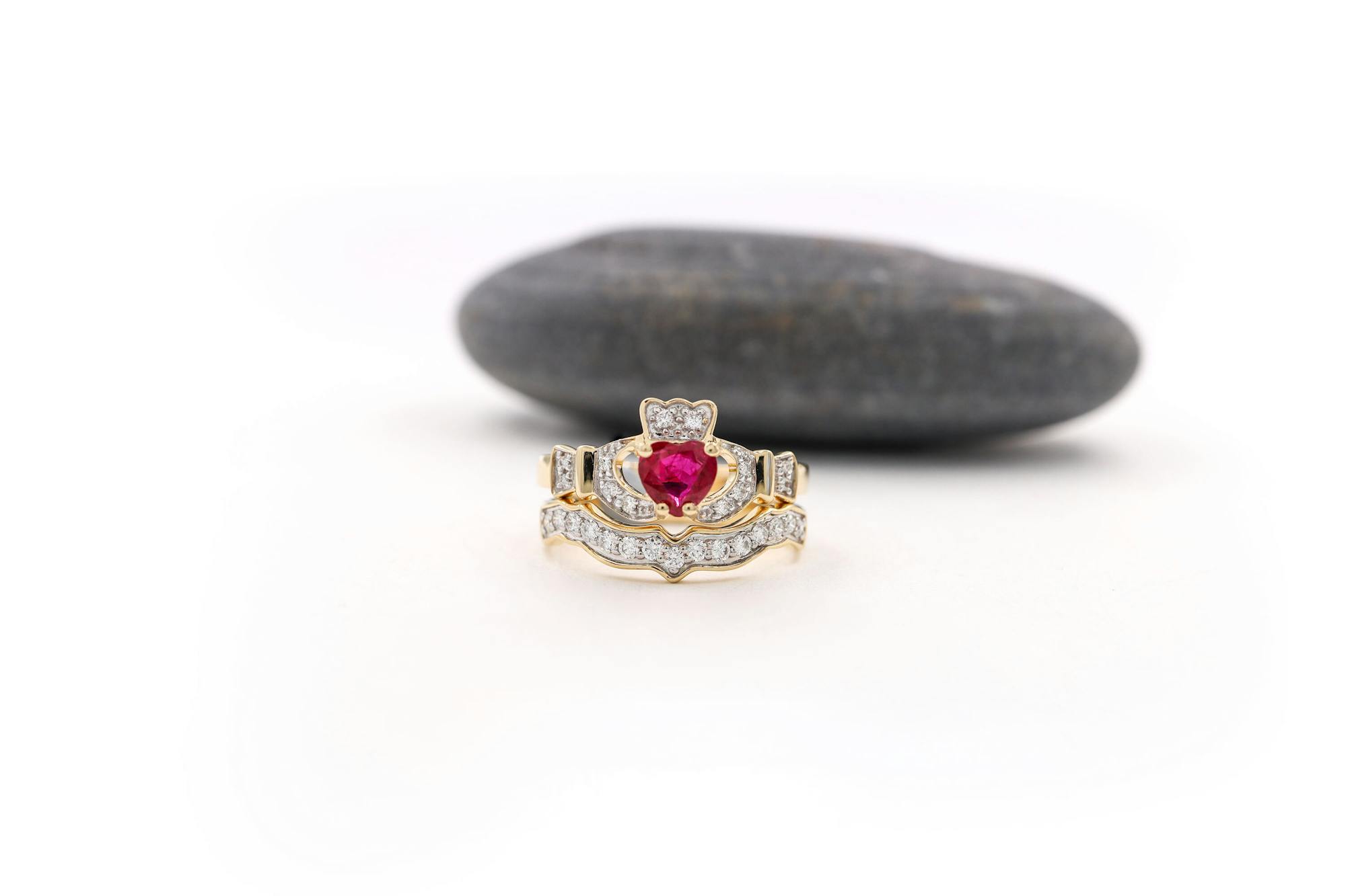 Ruby and Diamond Claddagh Ring, From Ireland | My Irish Jeweler