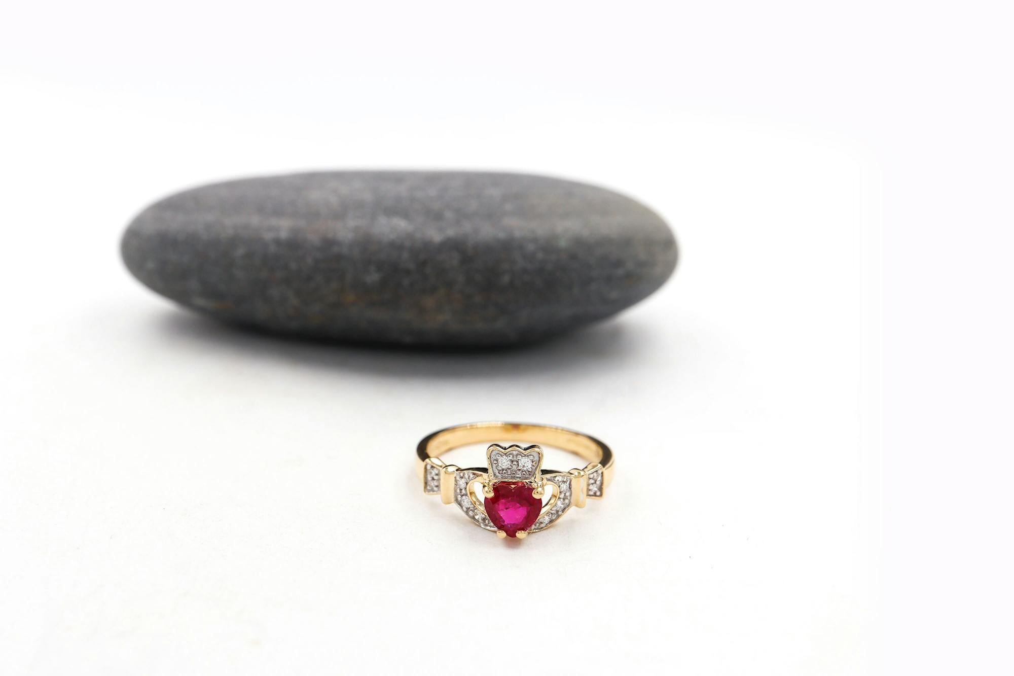 Ruby and Diamond Claddagh Ring, Made in Ireland | My Irish Jeweler