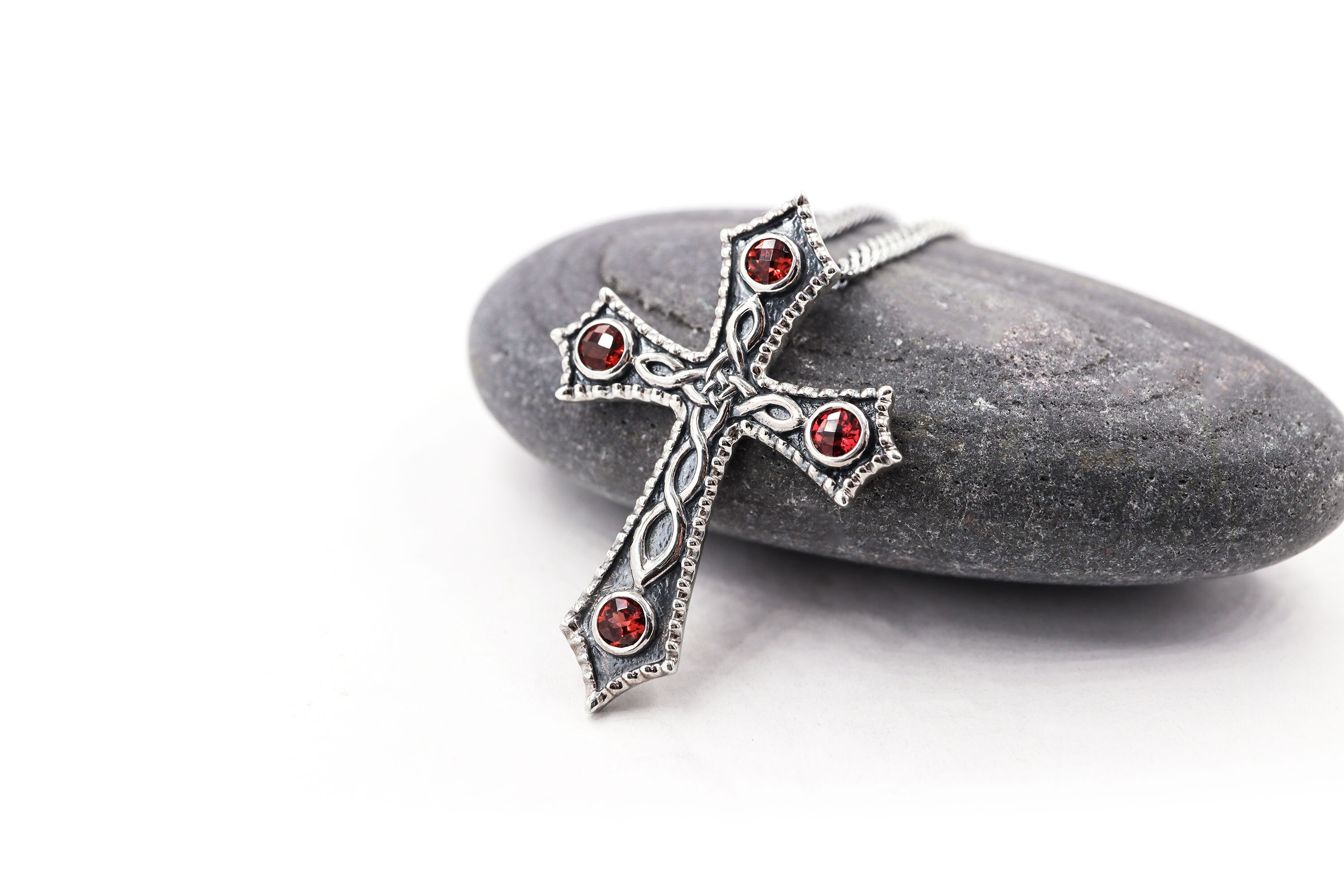 Stone set sterling silver Gothic Cross inspired by… | My Irish Jeweler