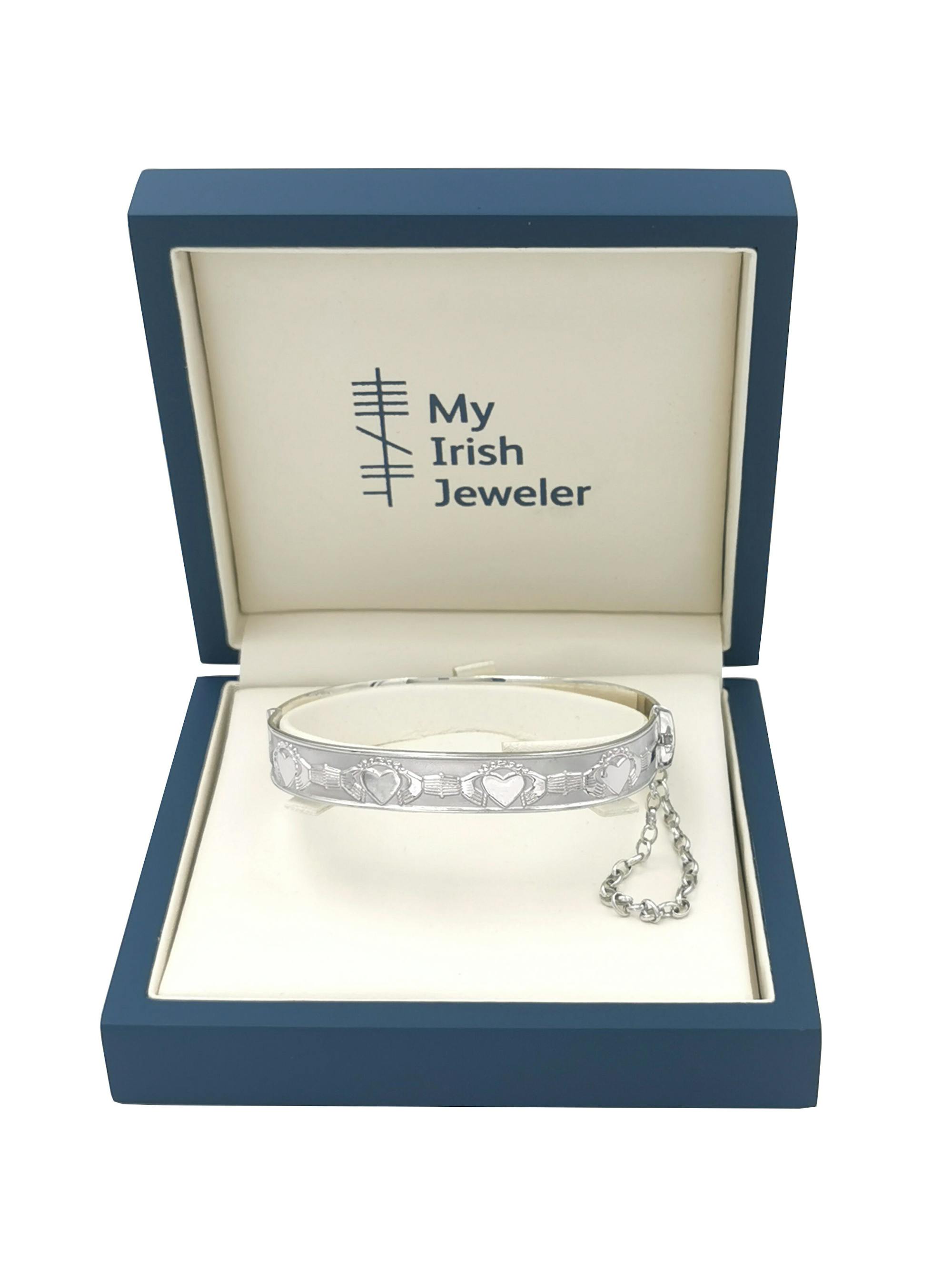 Sterling Silver Claddagh Mo Anam Cara Bangle, From… | My Irish Jeweler