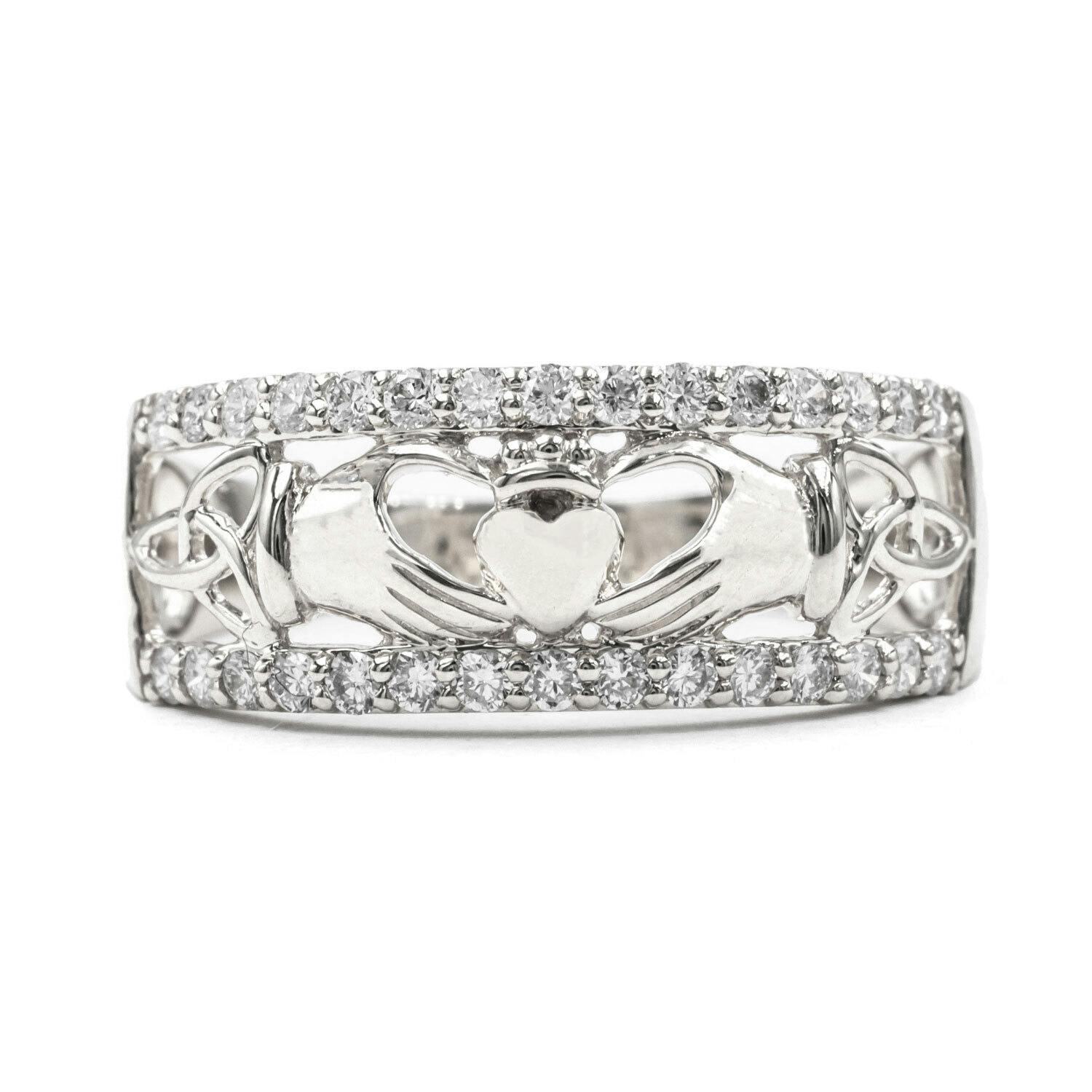 Claddagh Trinity Pave Ring, From Ireland | My Irish Jeweler
