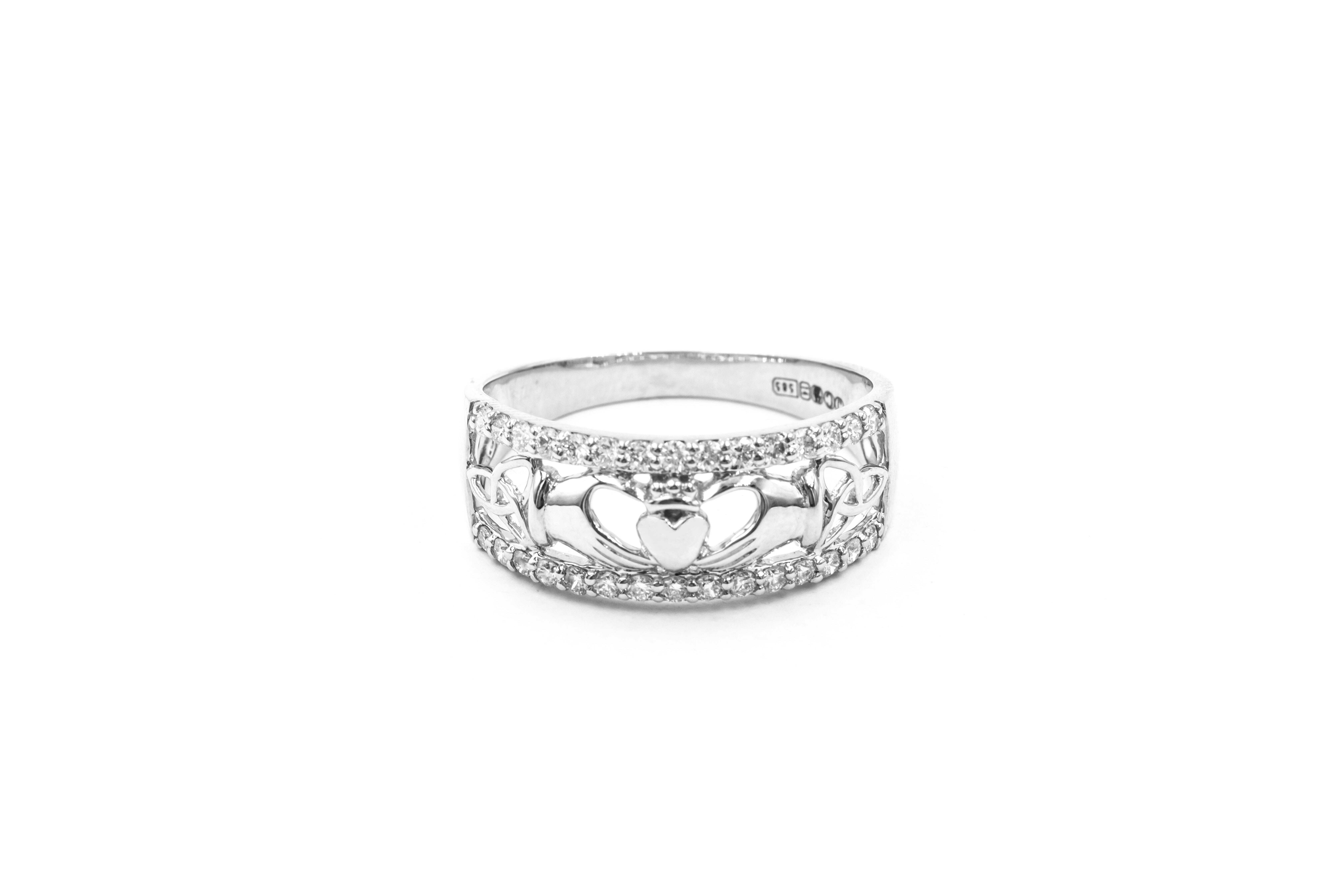 Claddagh Trinity Pave Ring, From Ireland | My Irish Jeweler