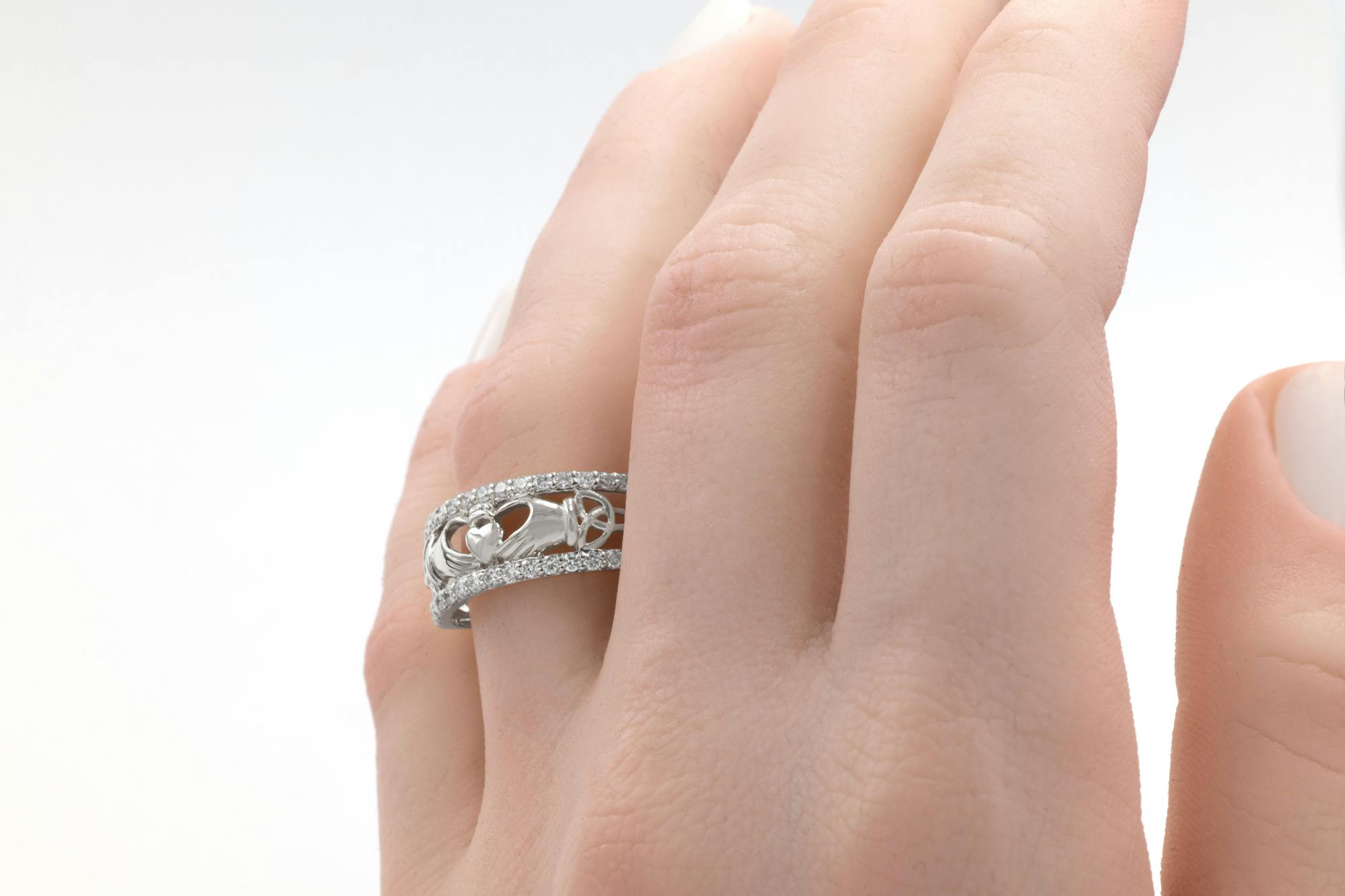 Claddagh Trinity Pave Ring, From Ireland | My Irish Jeweler