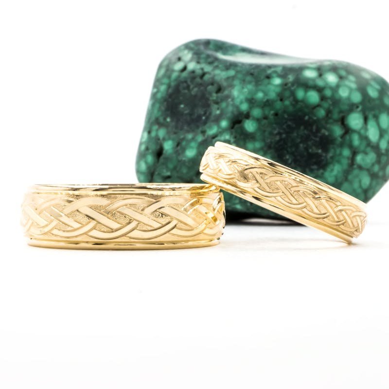 Hand Engraved Celtic Knot Couples Ring Set, From… | My Irish Jeweler