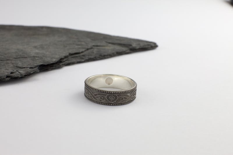 Sterling Silver Oxidized Warrior Shield Ring With… | My Irish Jeweler