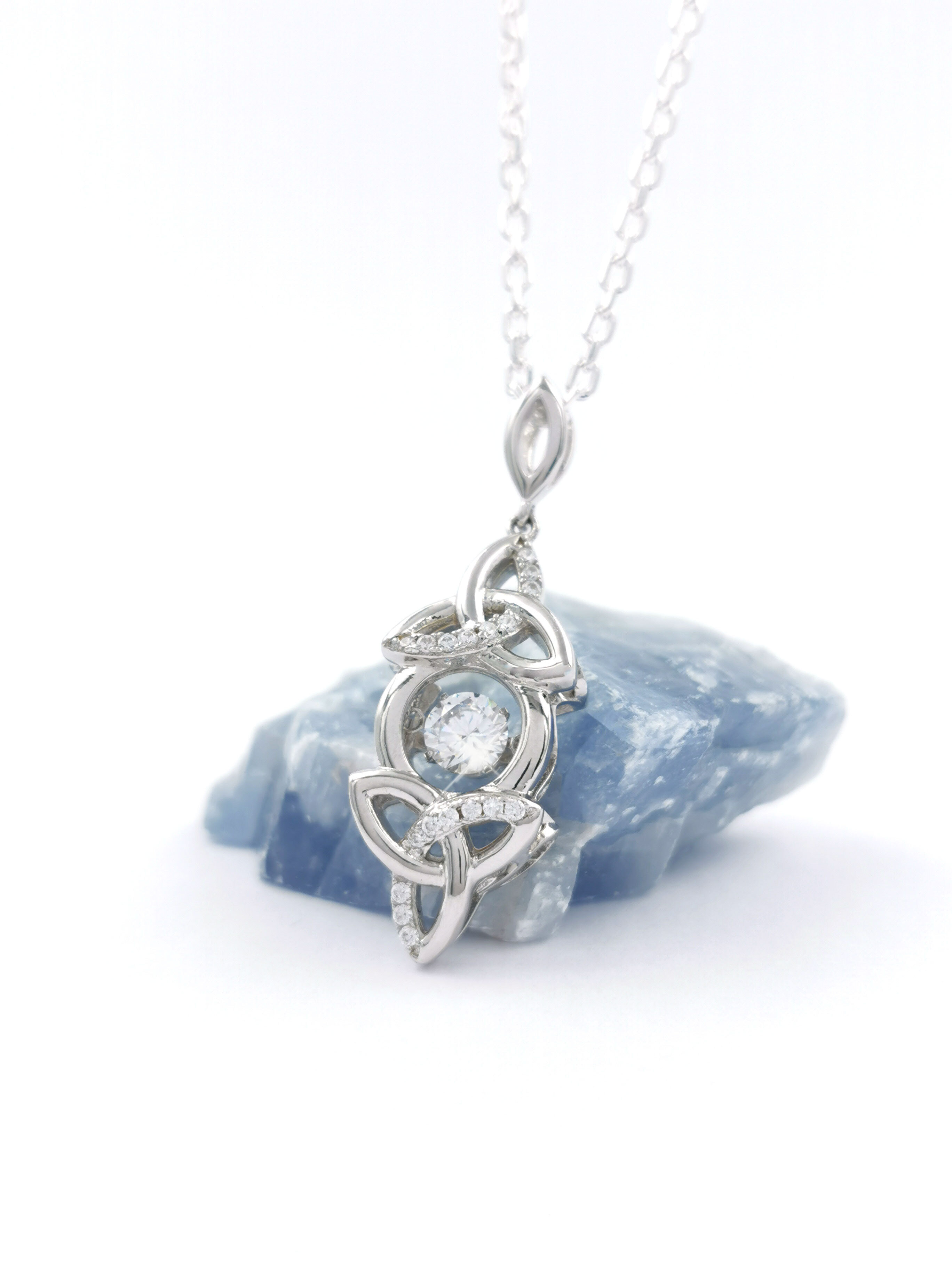Sterling Silver Dancing Stone Double Trinity Knot… | My Irish Jeweler