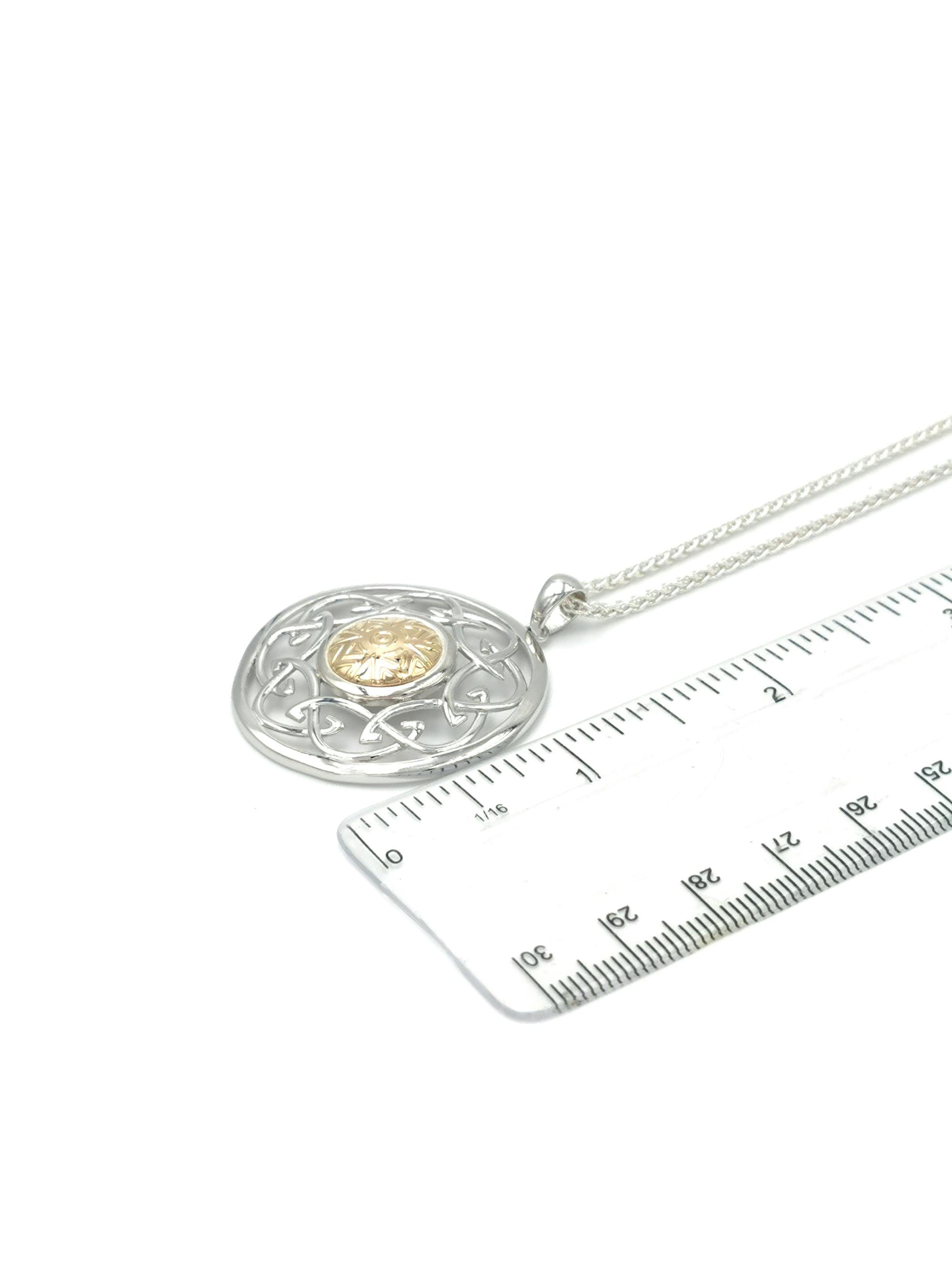 Sterling Silver Large Celtic Necklace With 18K… | My Irish Jeweler