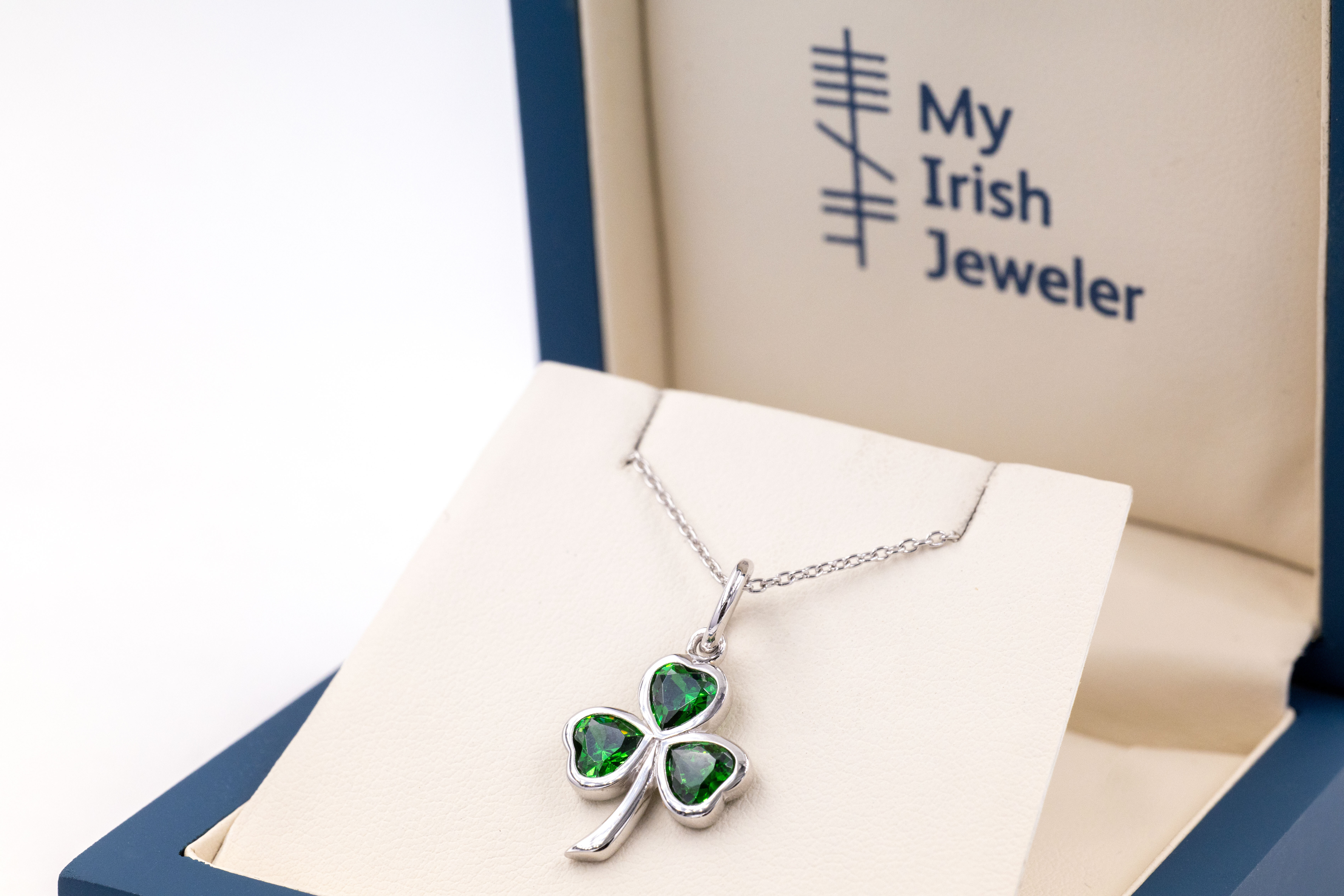 Stone Set Shamrock Necklace, From Ireland | My Irish Jeweler