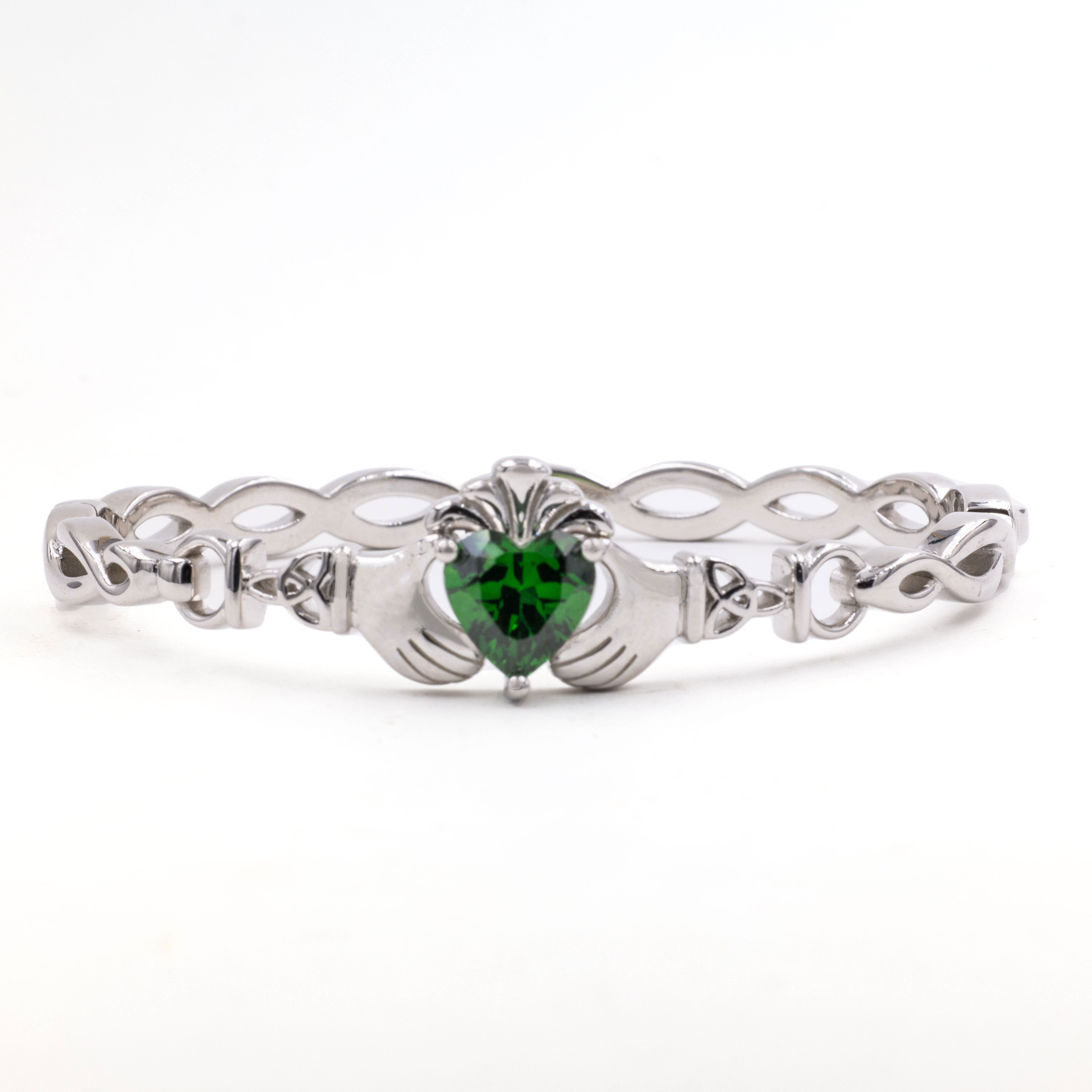 Stone Set Claddagh Bangle, From Ireland | My Irish Jeweler