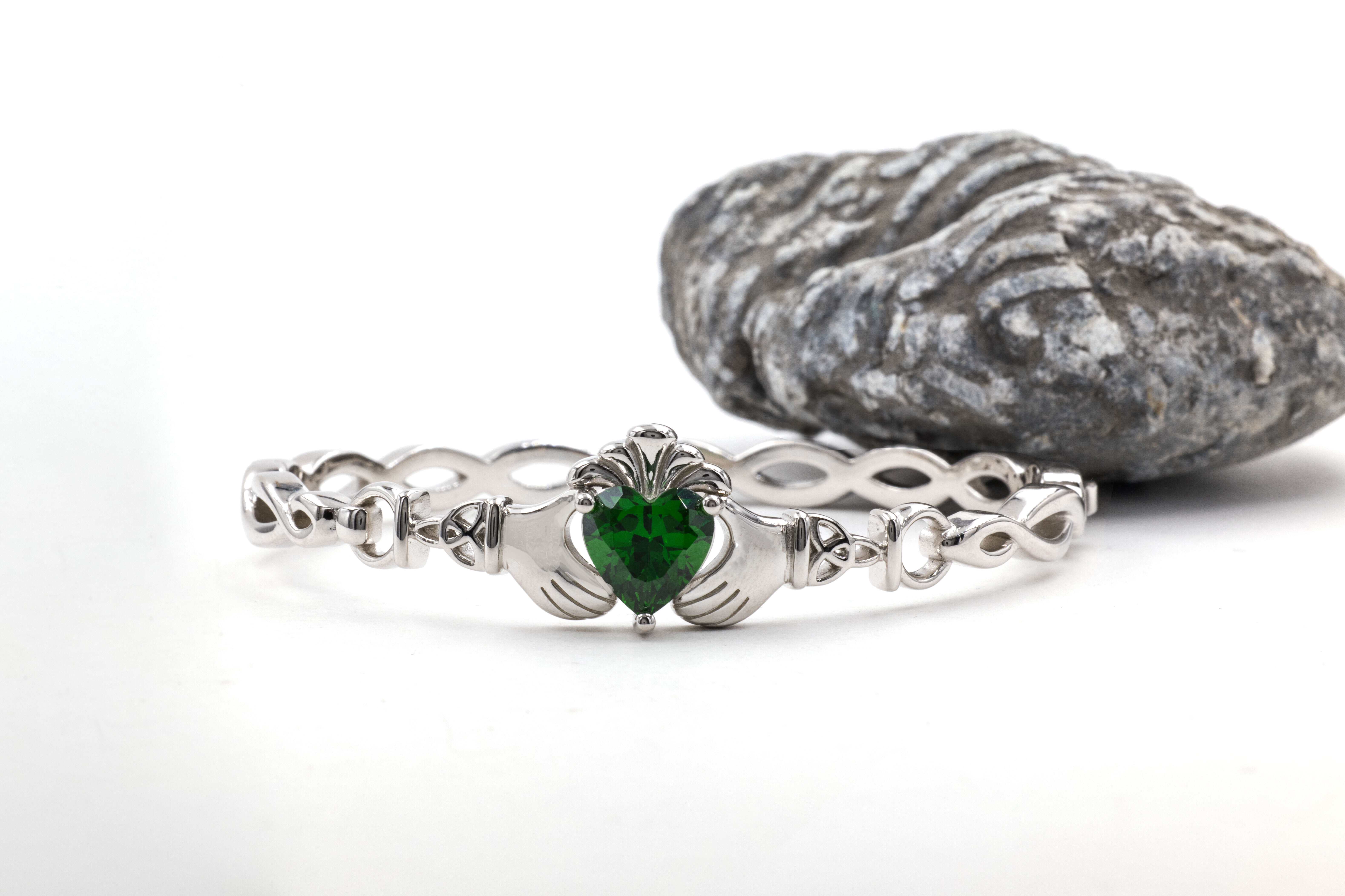 Stone Set Claddagh Bangle, From Ireland | My Irish Jeweler