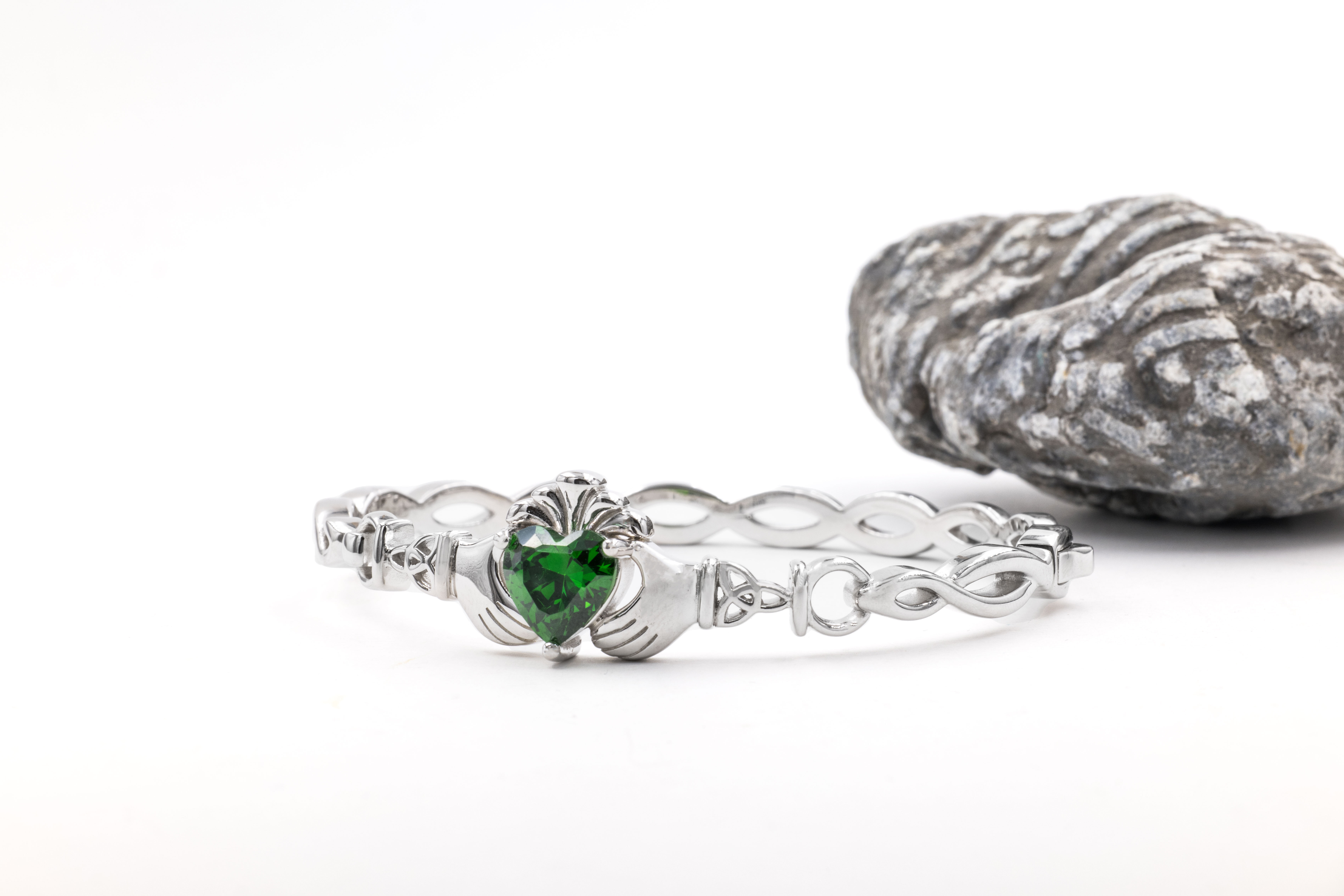 Stone Set Claddagh Bangle, From Ireland | My Irish Jeweler