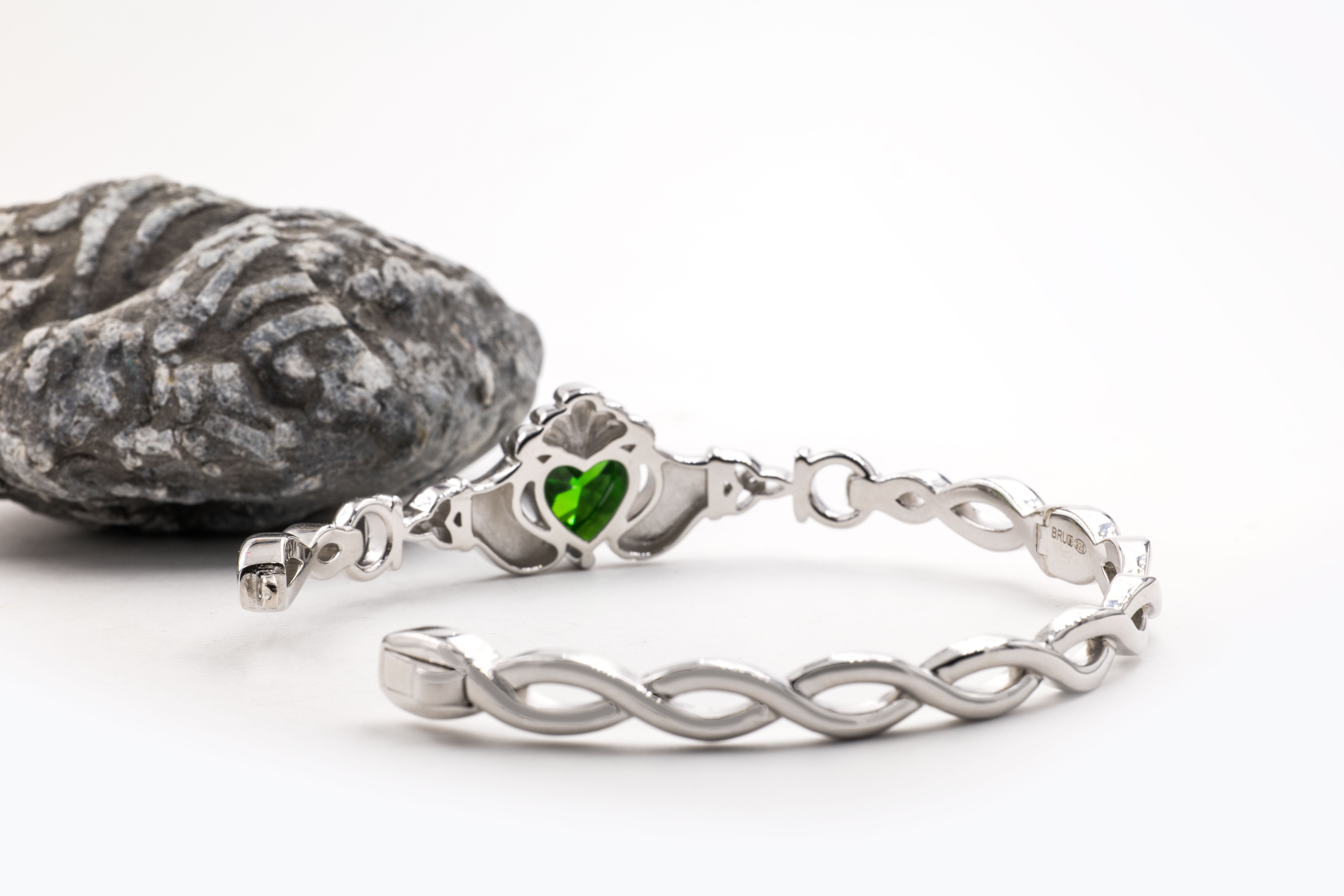 Stone Set Claddagh Bangle, From Ireland | My Irish Jeweler