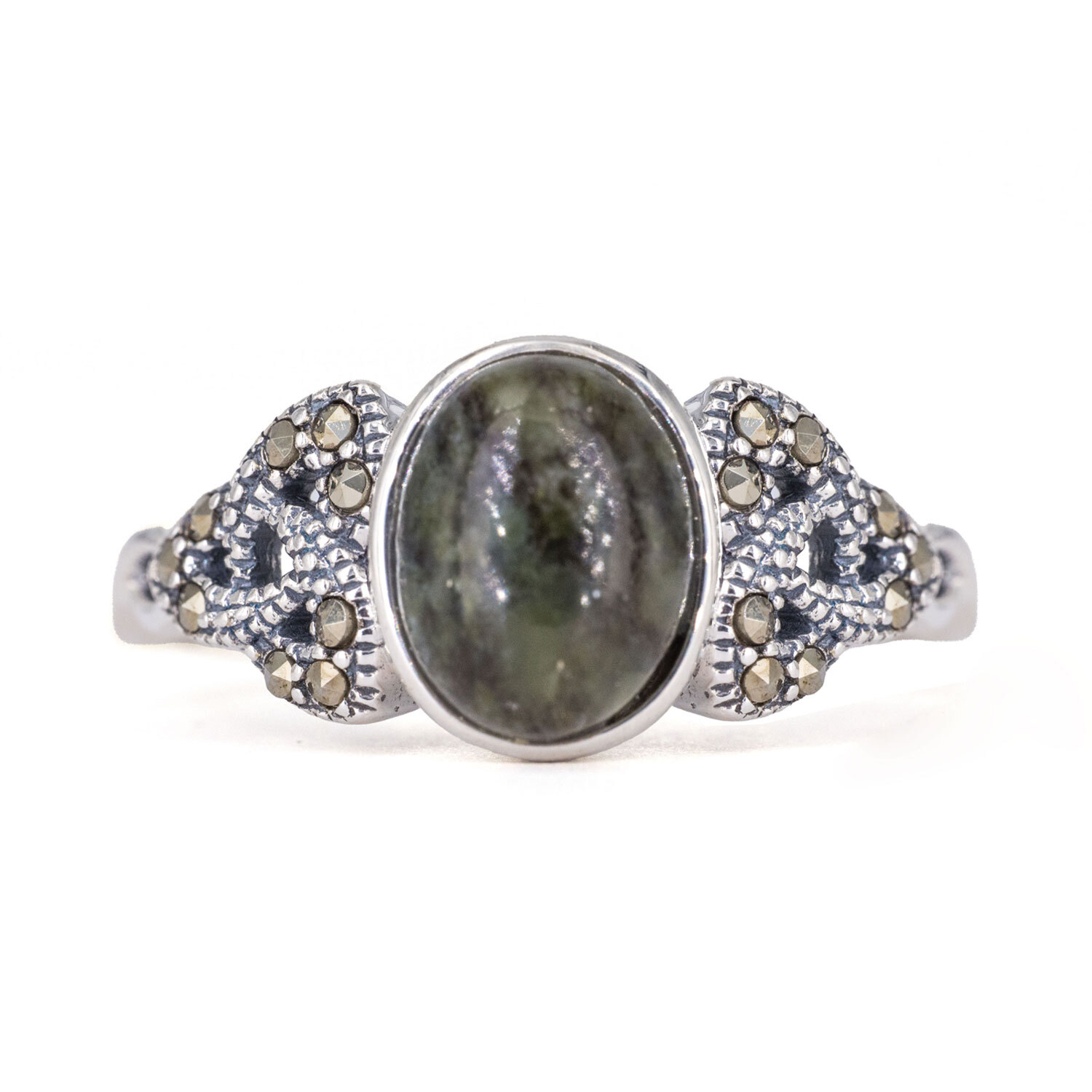Trinity Knot Connemara Marble Ring, From Ireland | My Irish Jeweler