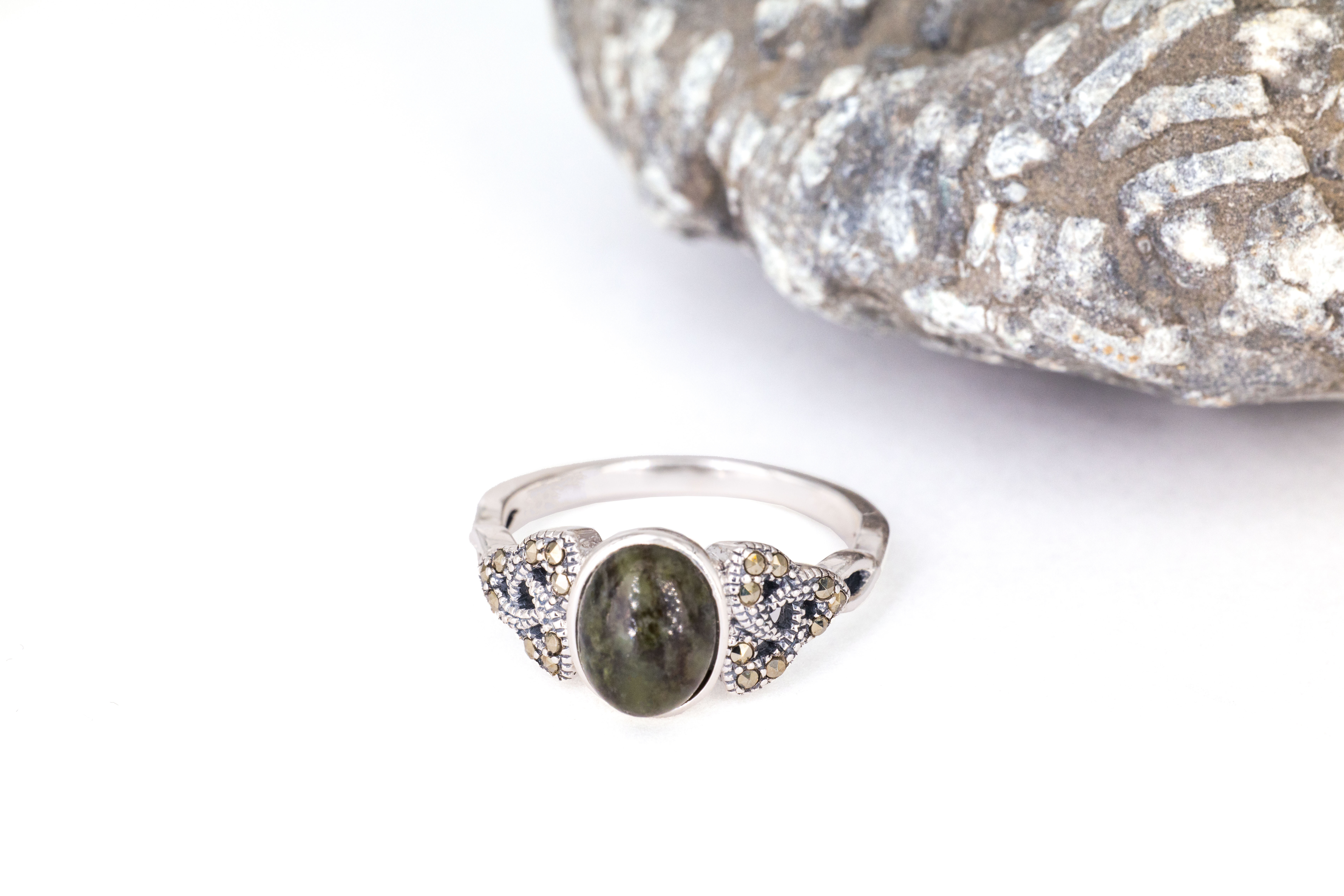 Trinity Knot Connemara Marble Ring, From Ireland | My Irish Jeweler