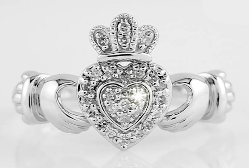 14k White Gold Diamond Claddagh Ring, Made in… | My Irish Jeweler