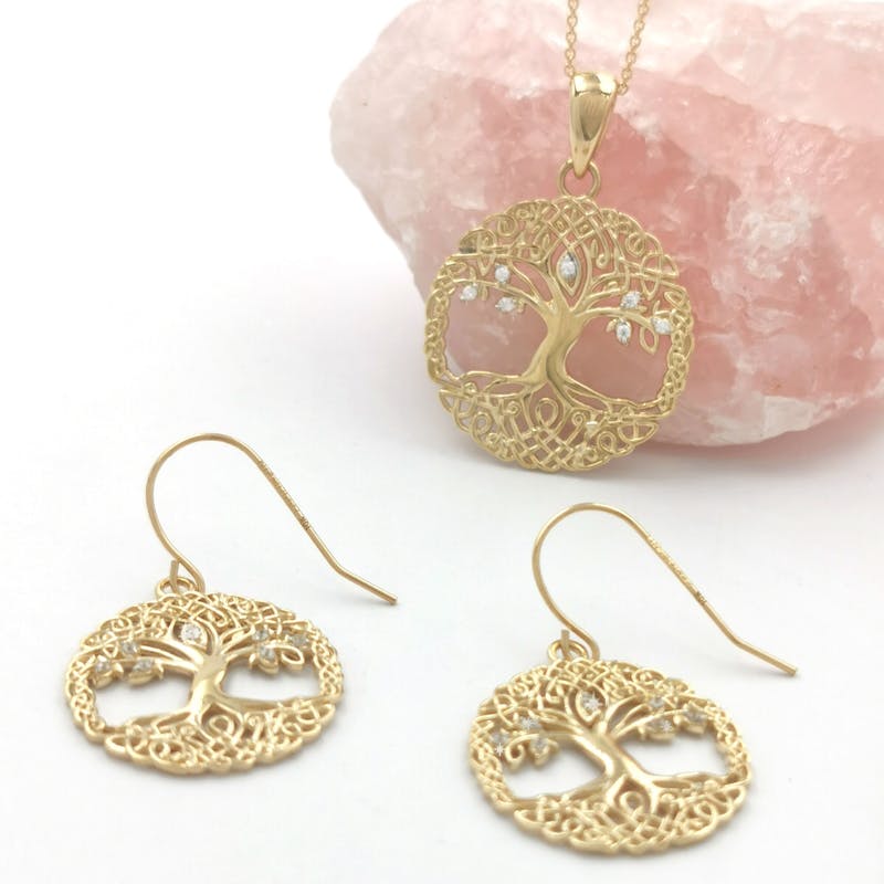 10k Gold Celtic Tree of Life Necklace and Drop… | My Irish Jeweler