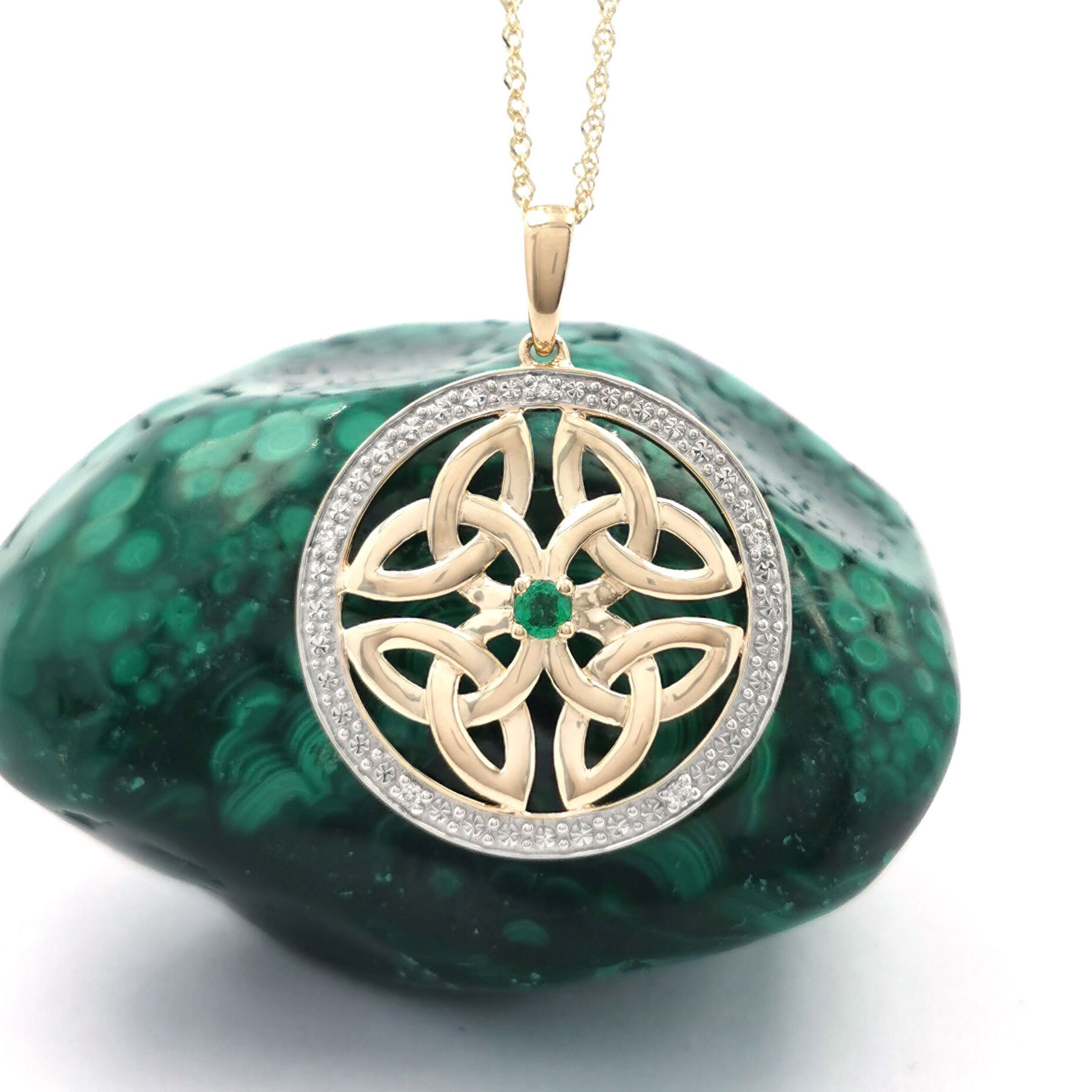 Emerald celtic knot necklace store