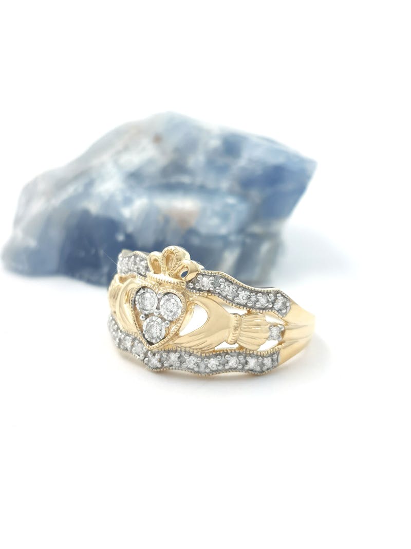 14K Gold Diamond Claddagh Ring, Made in Ireland | My Irish Jeweler