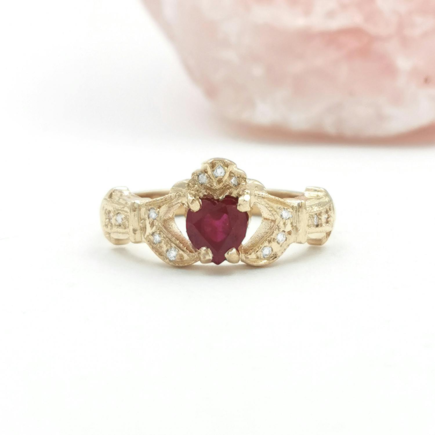 14K Gold Ruby Claddagh Ring, From Ireland | My Irish Jeweler