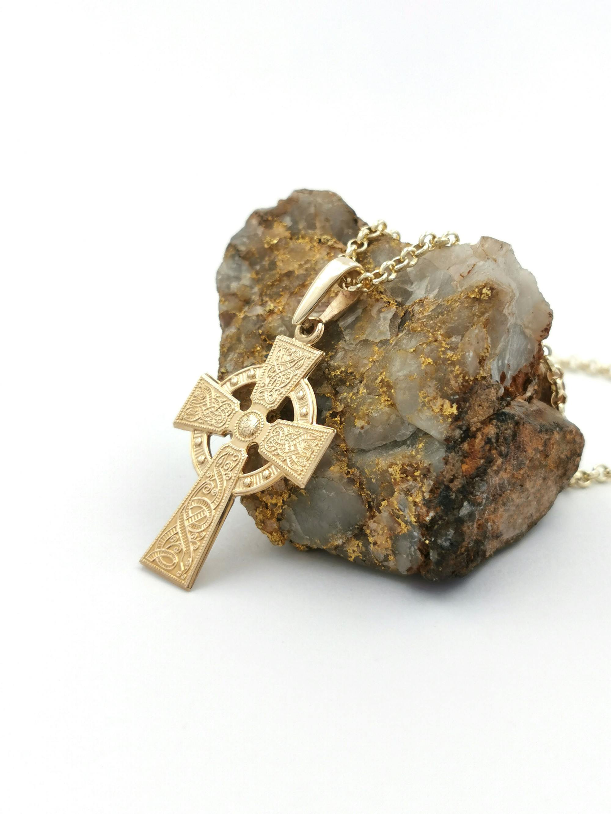 Gold Celtic Warrior Shield Cross, Made in Ireland | My Irish Jeweler
