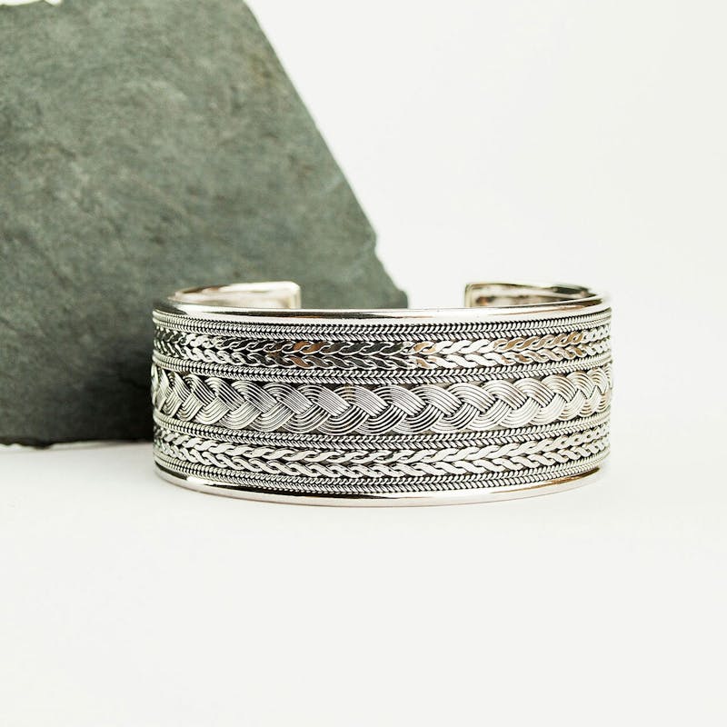 Sterling Silver Wide Torc Celtic Bangle, Made in Ireland