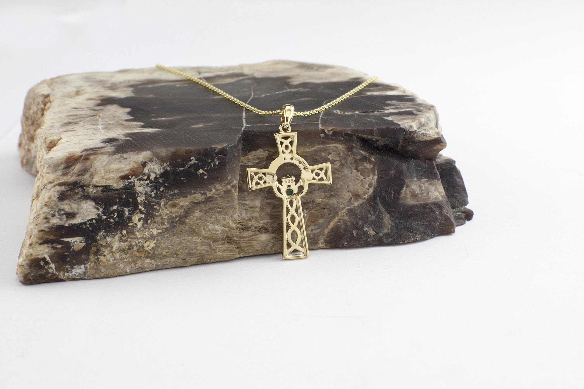 14K Gold Claddagh Cross Necklace set with Diamonds… | My Irish Jeweler