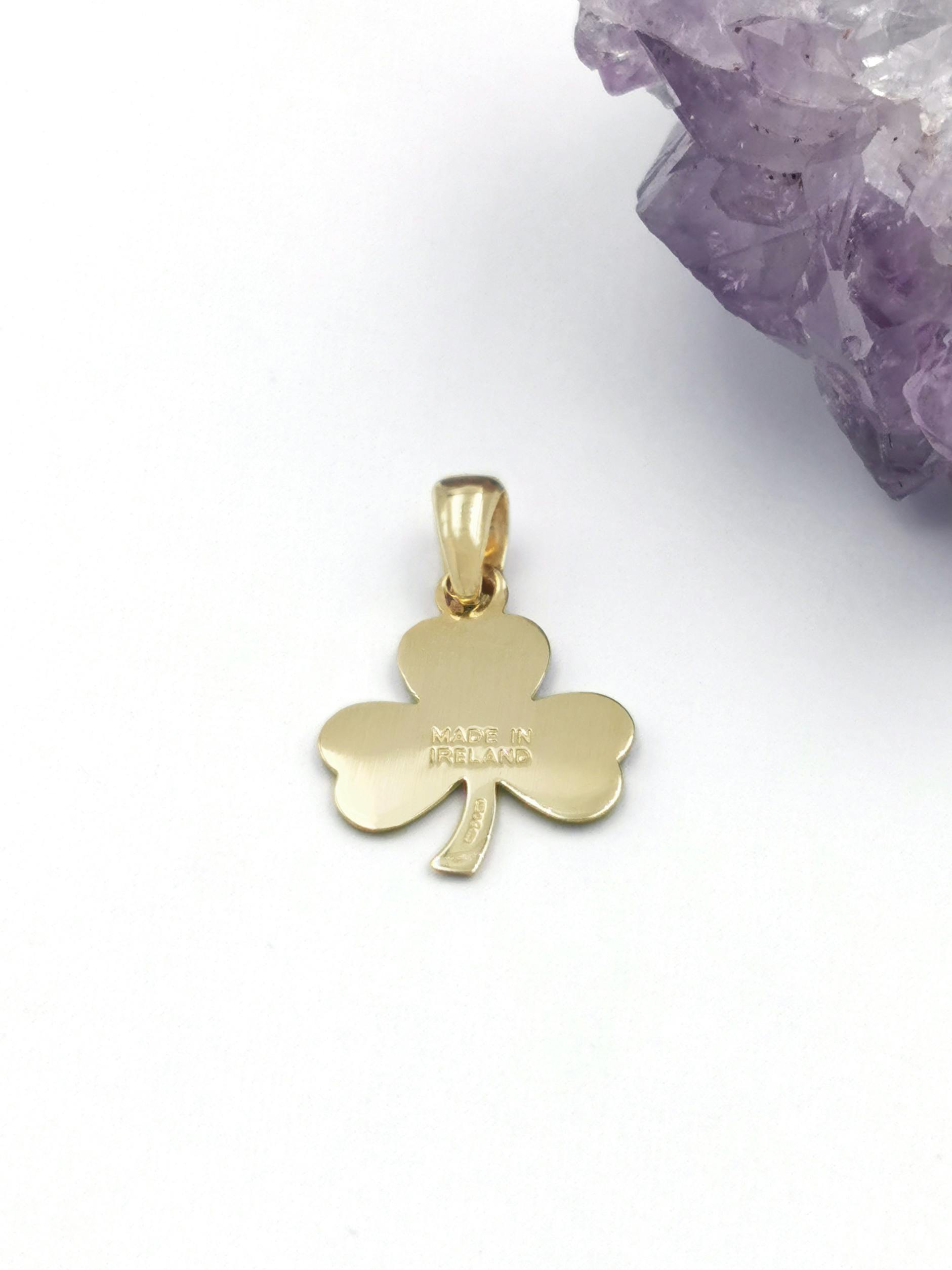 14K Gold Green Enamel Shamrock Charm, From Ireland | My Irish Jeweler